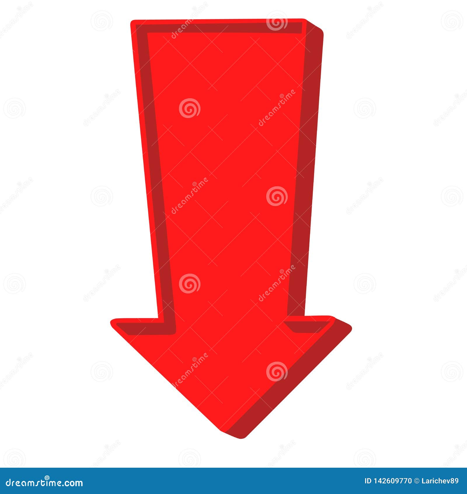 Red Arrow Pointing Down on a White Background Stock Illustration ...