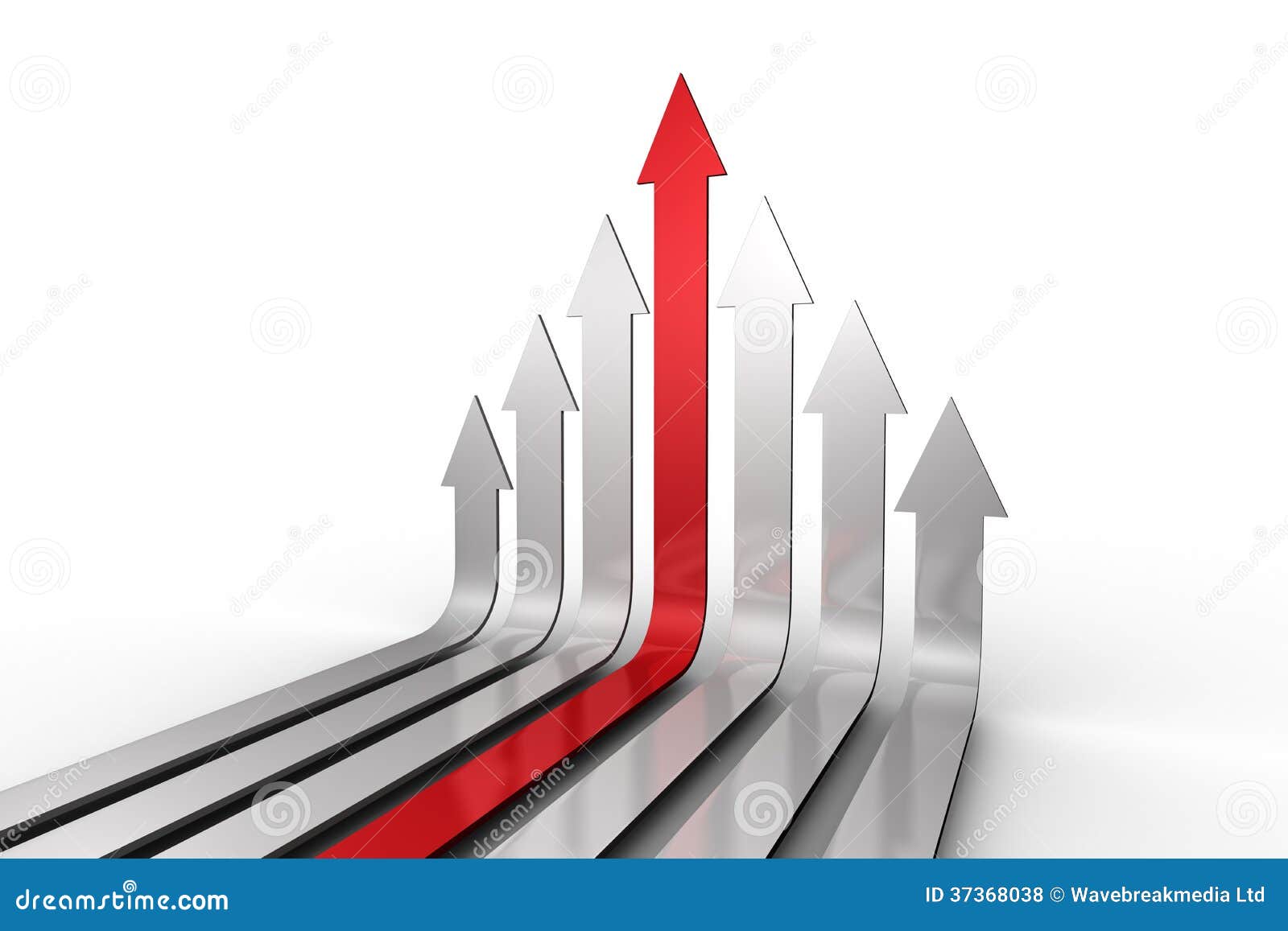 Red Arrow Pointing Up with Grey Arrows Stock Illustration ...