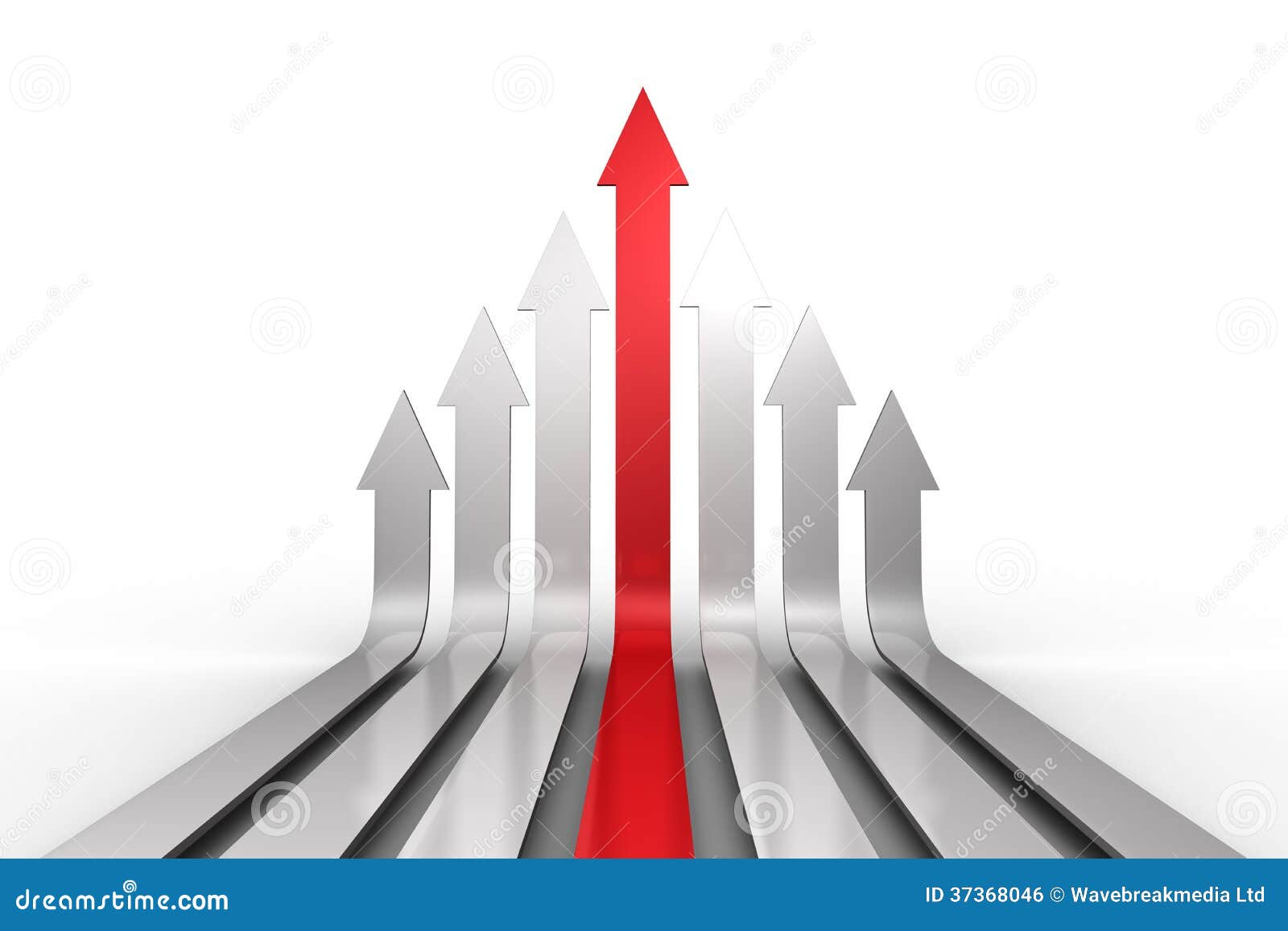 Red Arrow Pointing Up with Grey Arrows Stock Illustration ...