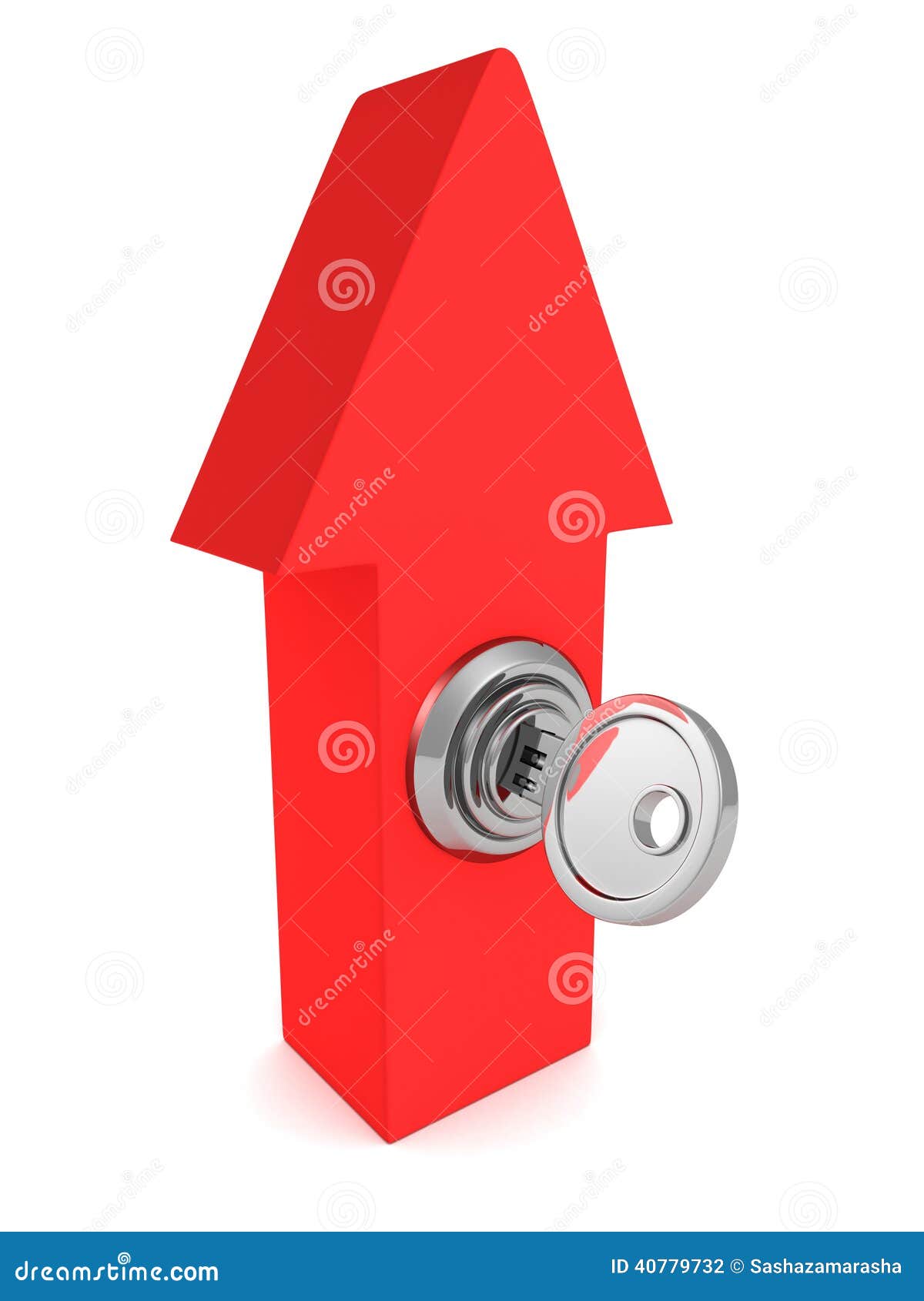 Red Arrow Pointing Up with Key Lock Stock Illustration - Illustration ...