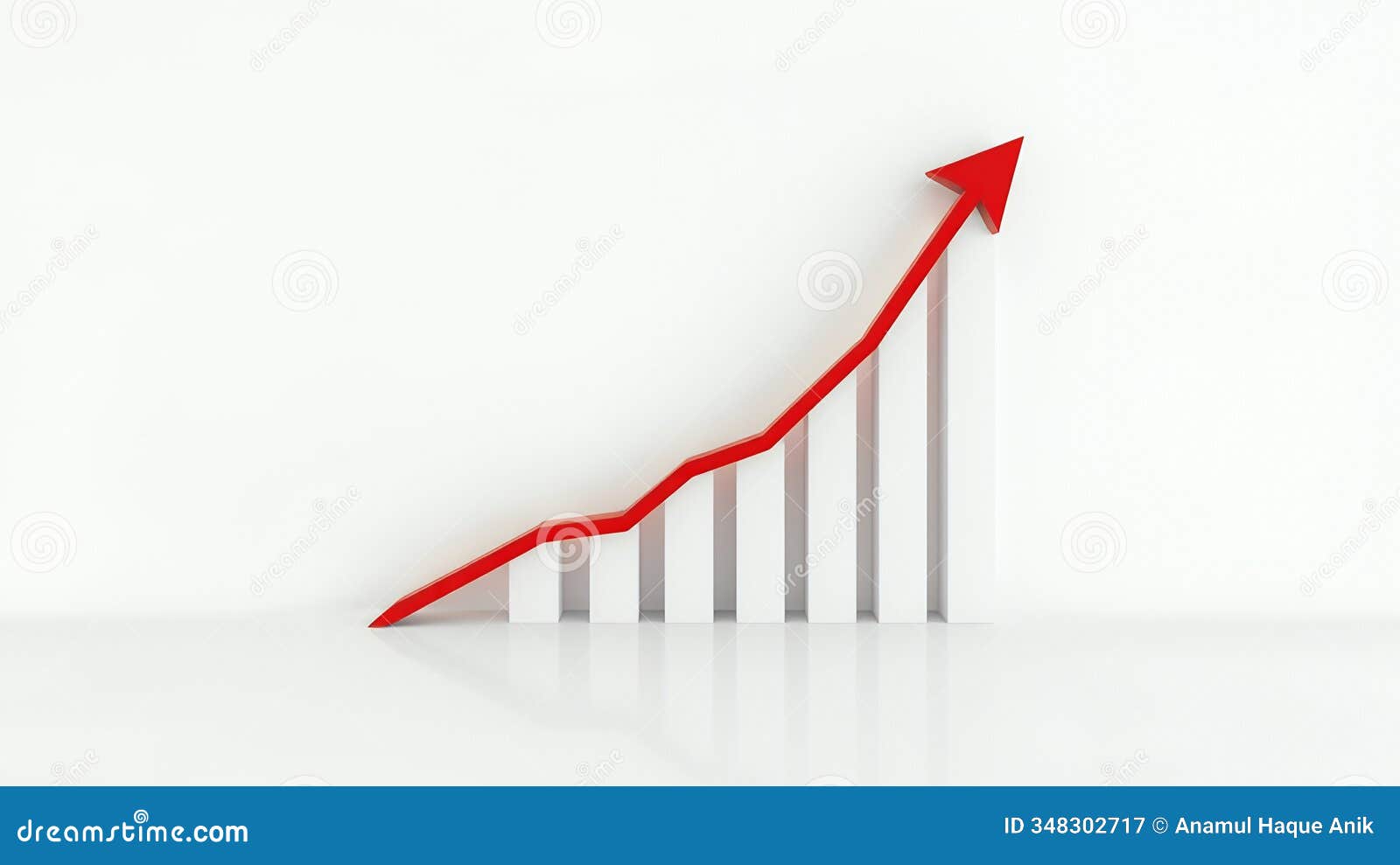 Red Arrow Pointing Up on a White Bar Graph Stock Illustration ...