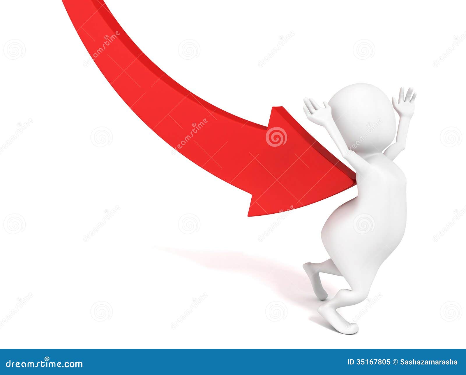 Red Arrow Push White 3d Man Forward Stock Illustration - Illustration ...