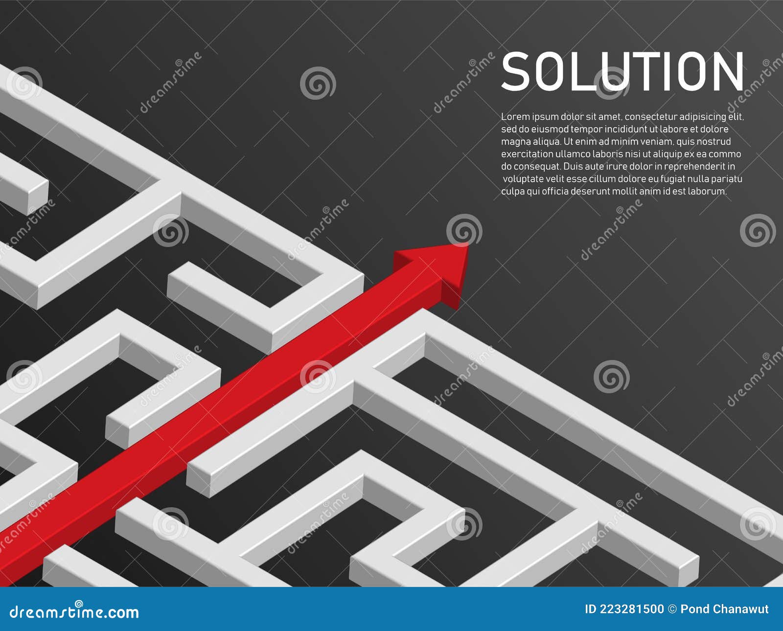 Red Arrow Route Break Out of Maze. Business Concept Problem Solving and ...