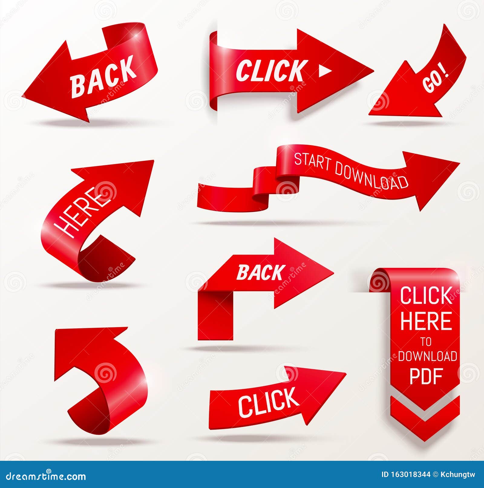 Red arrow set collection stock vector. Illustration of label - 163018344