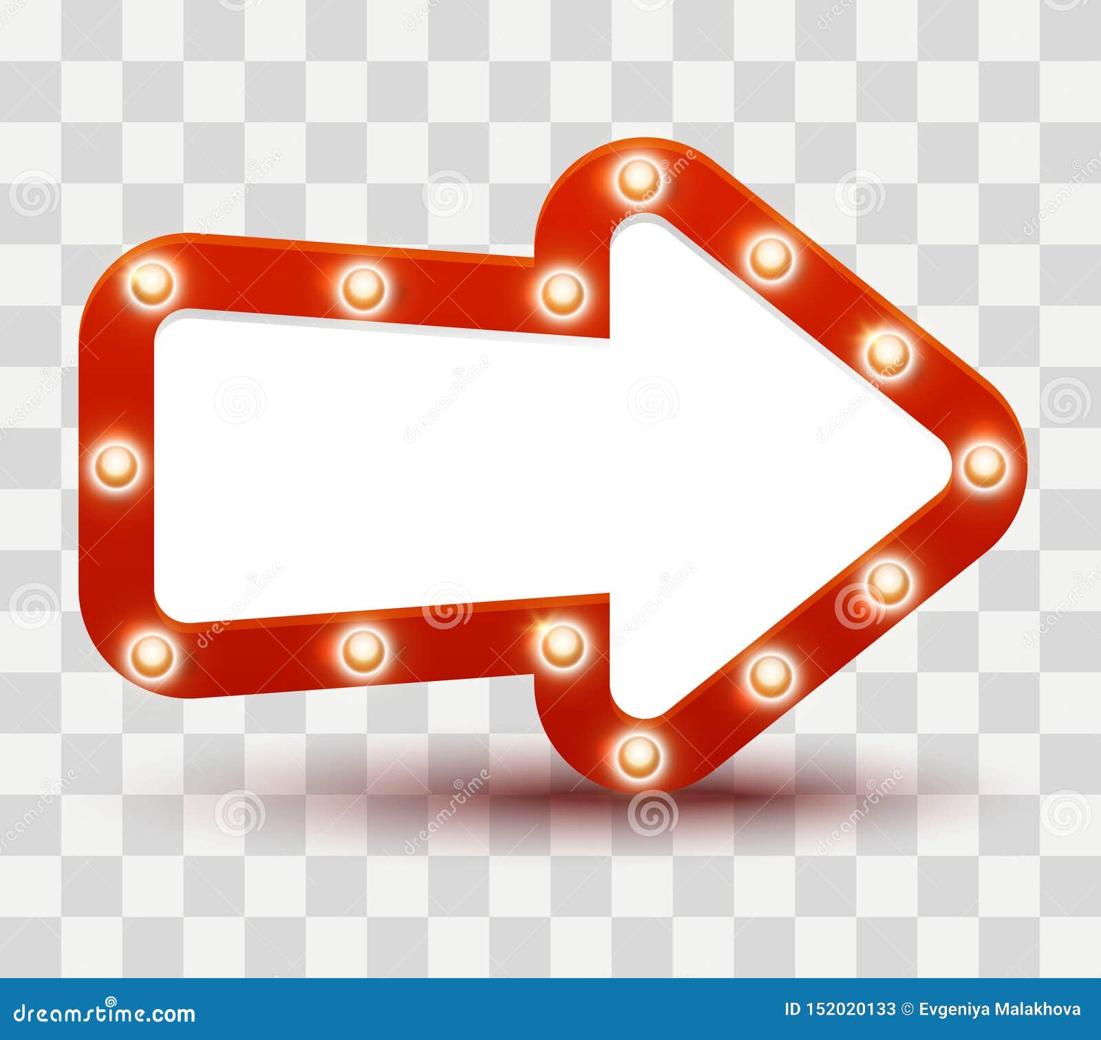 Red Arrow with Shiny Light Bulbs on Transparent Background Stock Vector ...