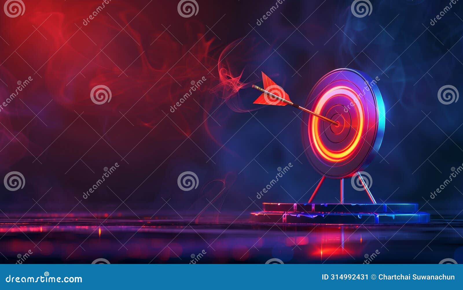 A Red Arrow is Shot through a Glowing Target by AI Generated Image ...