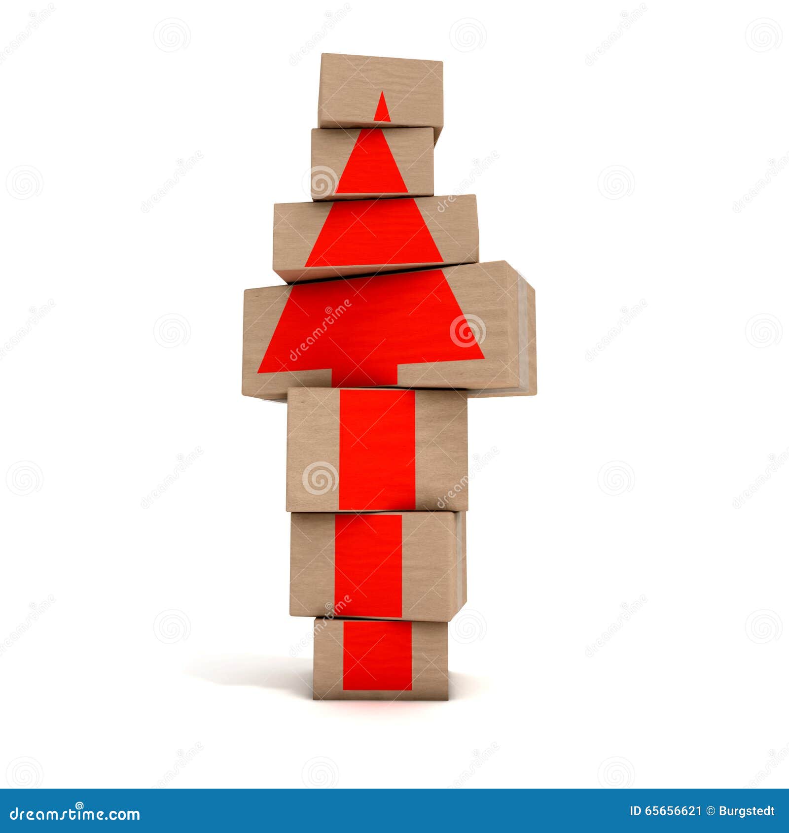 Red Arrow on Stacked Card Boxes Pointing Upwards Stock Illustration ...