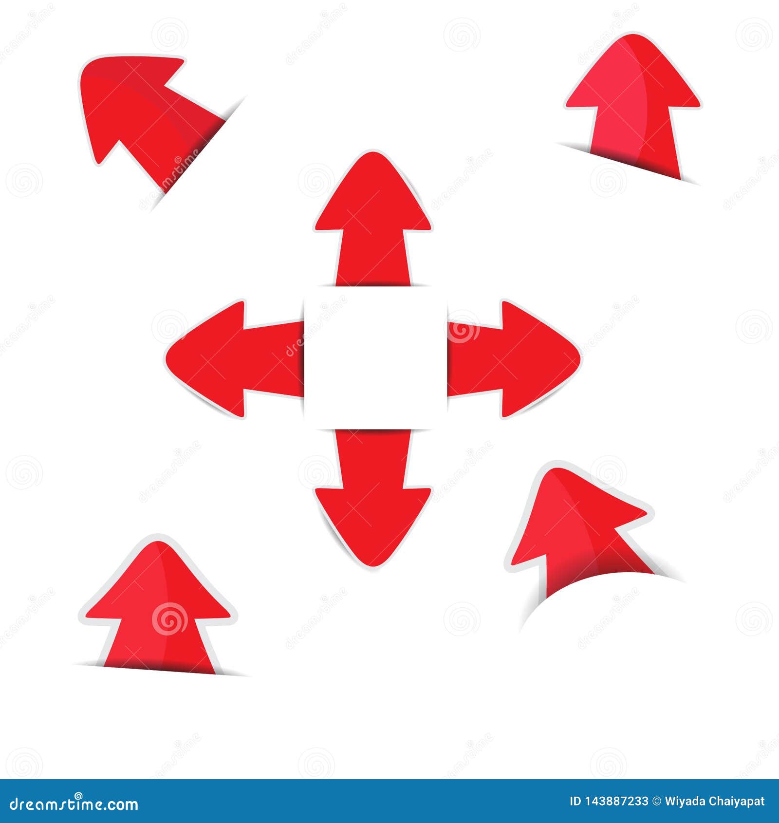 Red Arrow Stickers with Shadow Stock Vector - Illustration of color ...