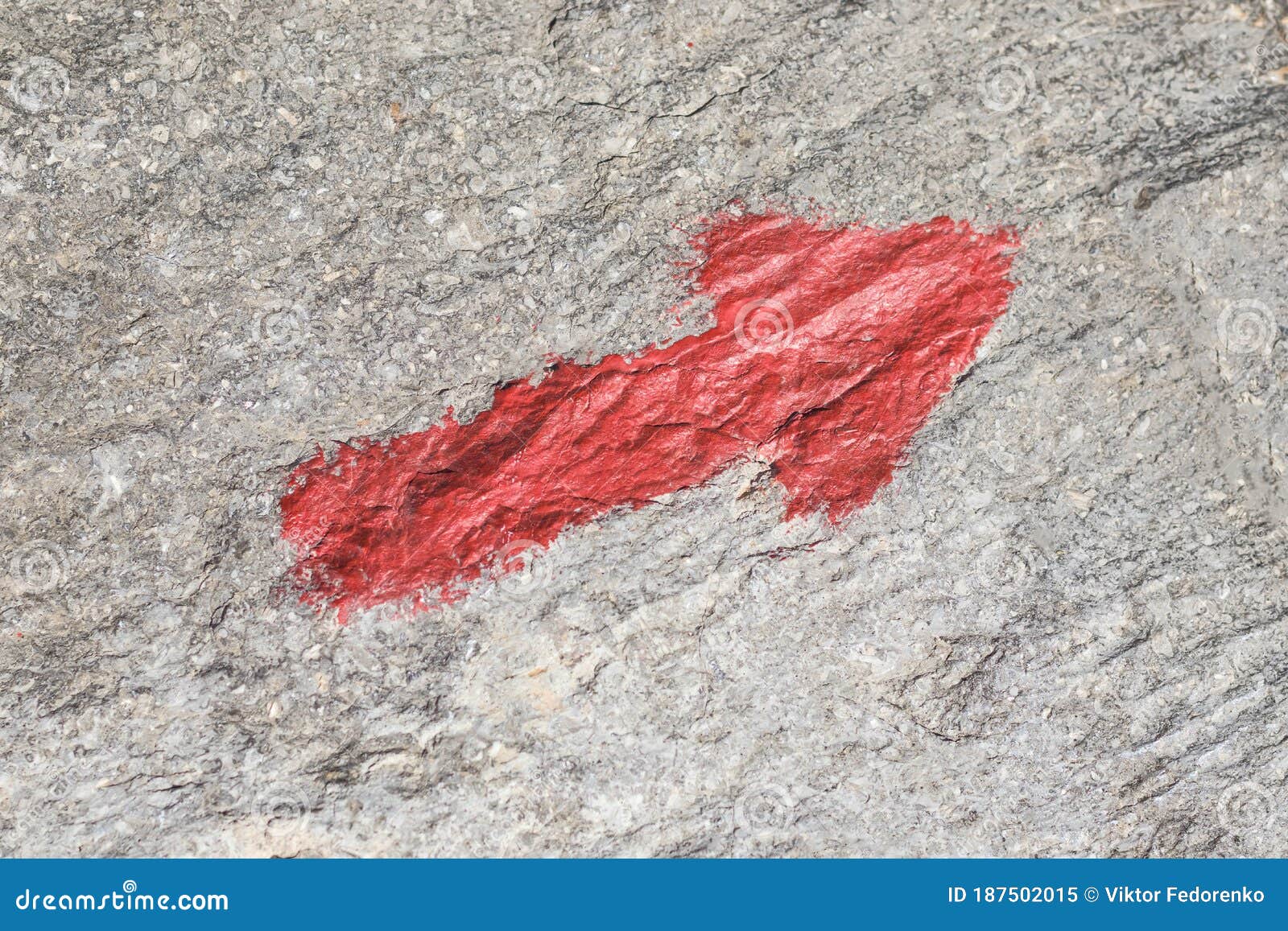 Red Arrow on a Stone Close-up, Direction Forward Upward Ascending Stock ...