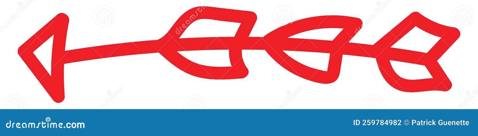 Red Arrow with Three Tails Pointed To the Left, Icon Stock Vector ...