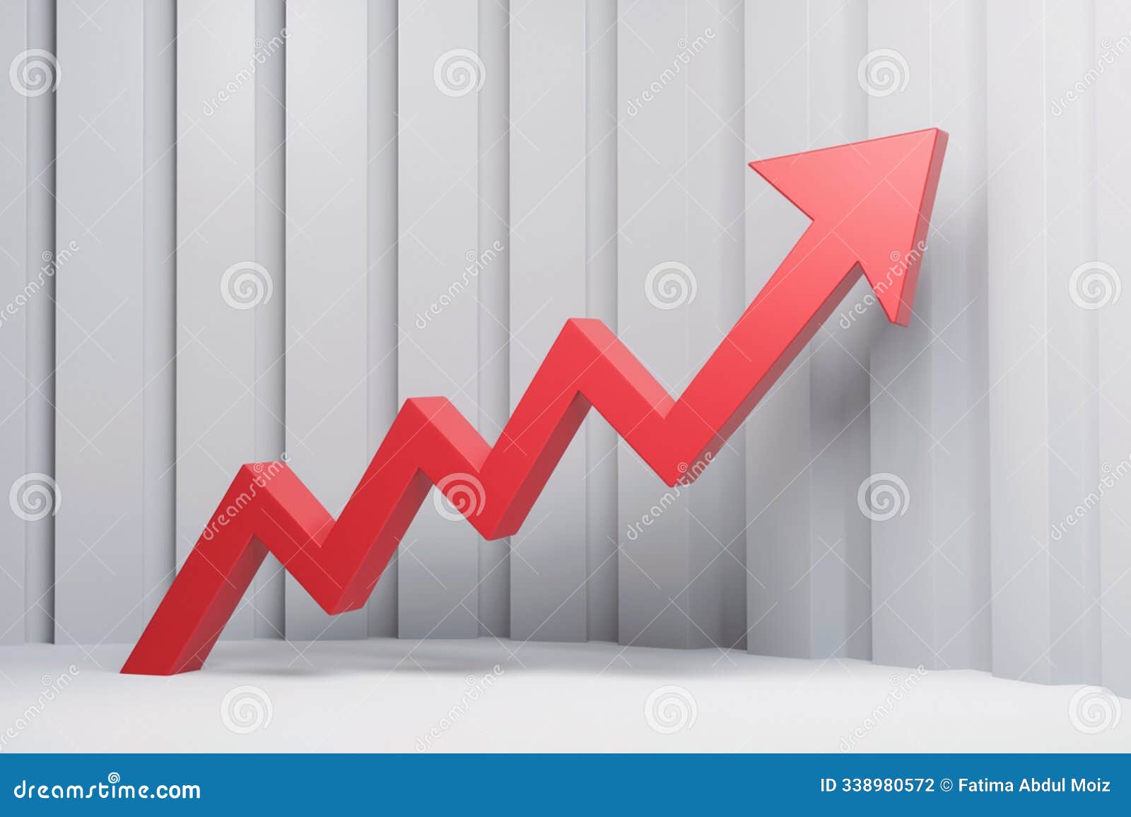 Red Arrow on White Background, Zigzag Pattern Shows Fluctuating Trend ...