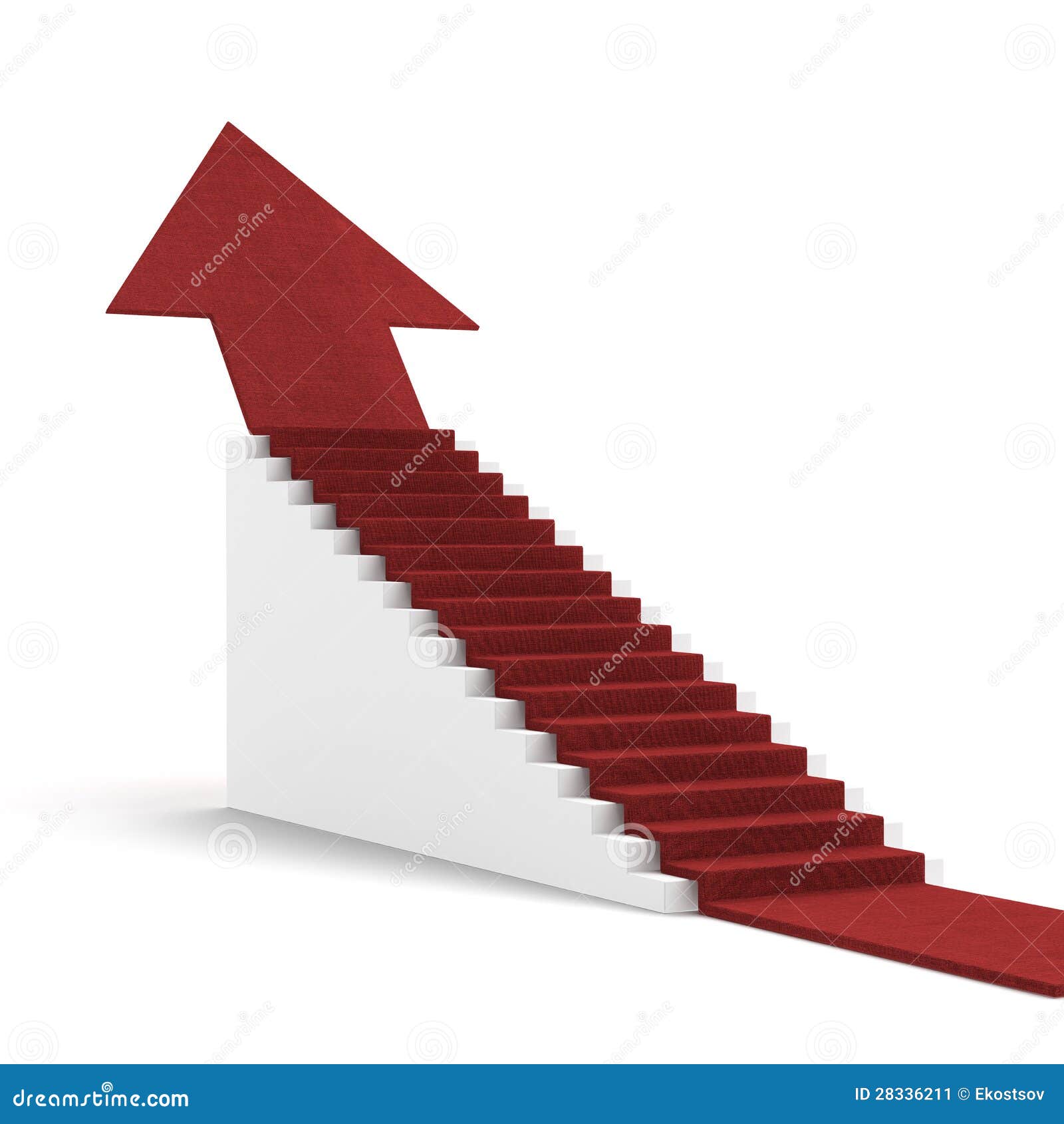 Red arrow on white stair stock illustration. Illustration of fame ...