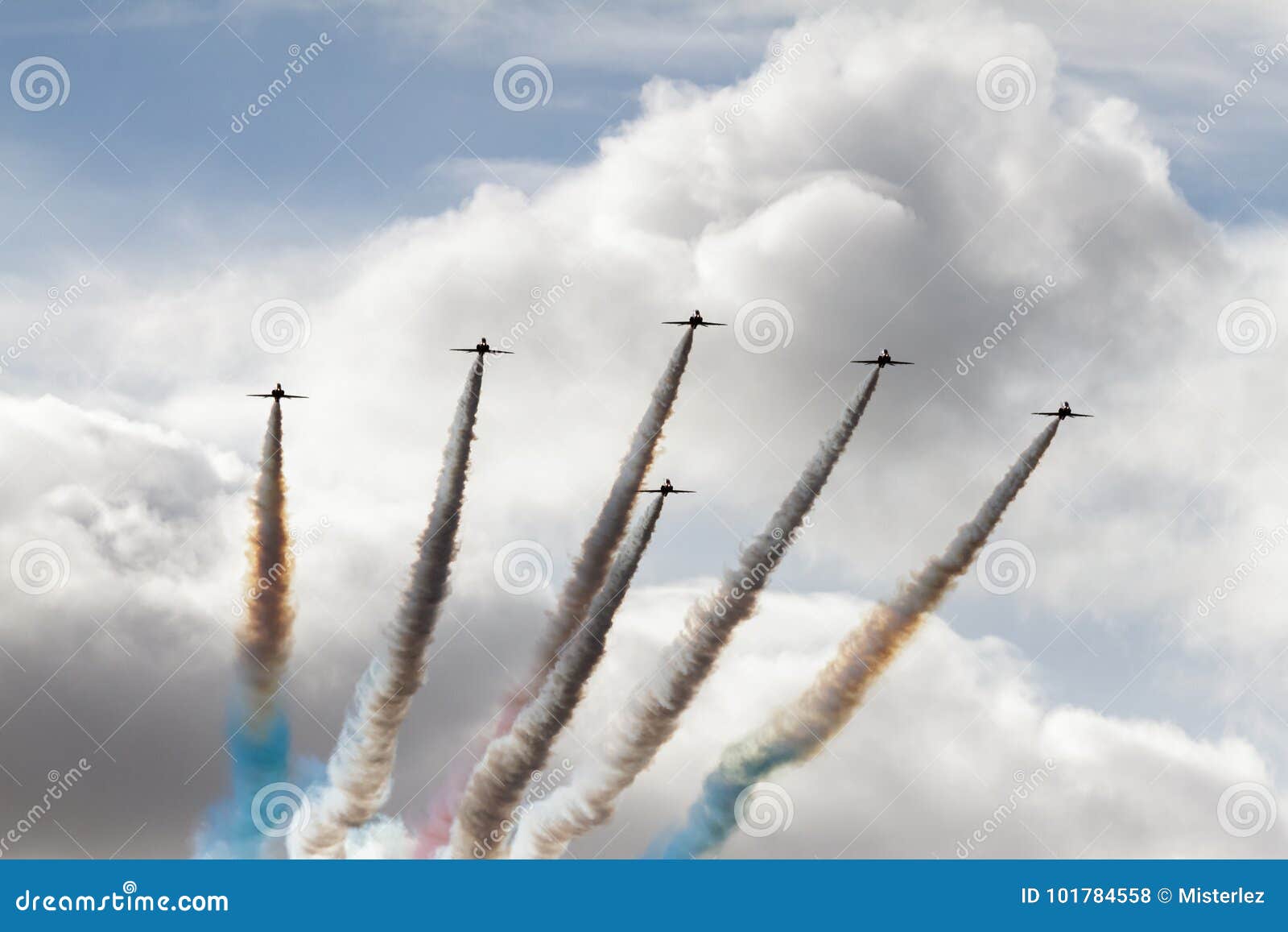 Red Arrows Display with Smoke Stock Photo - Image of smoke, planes ...