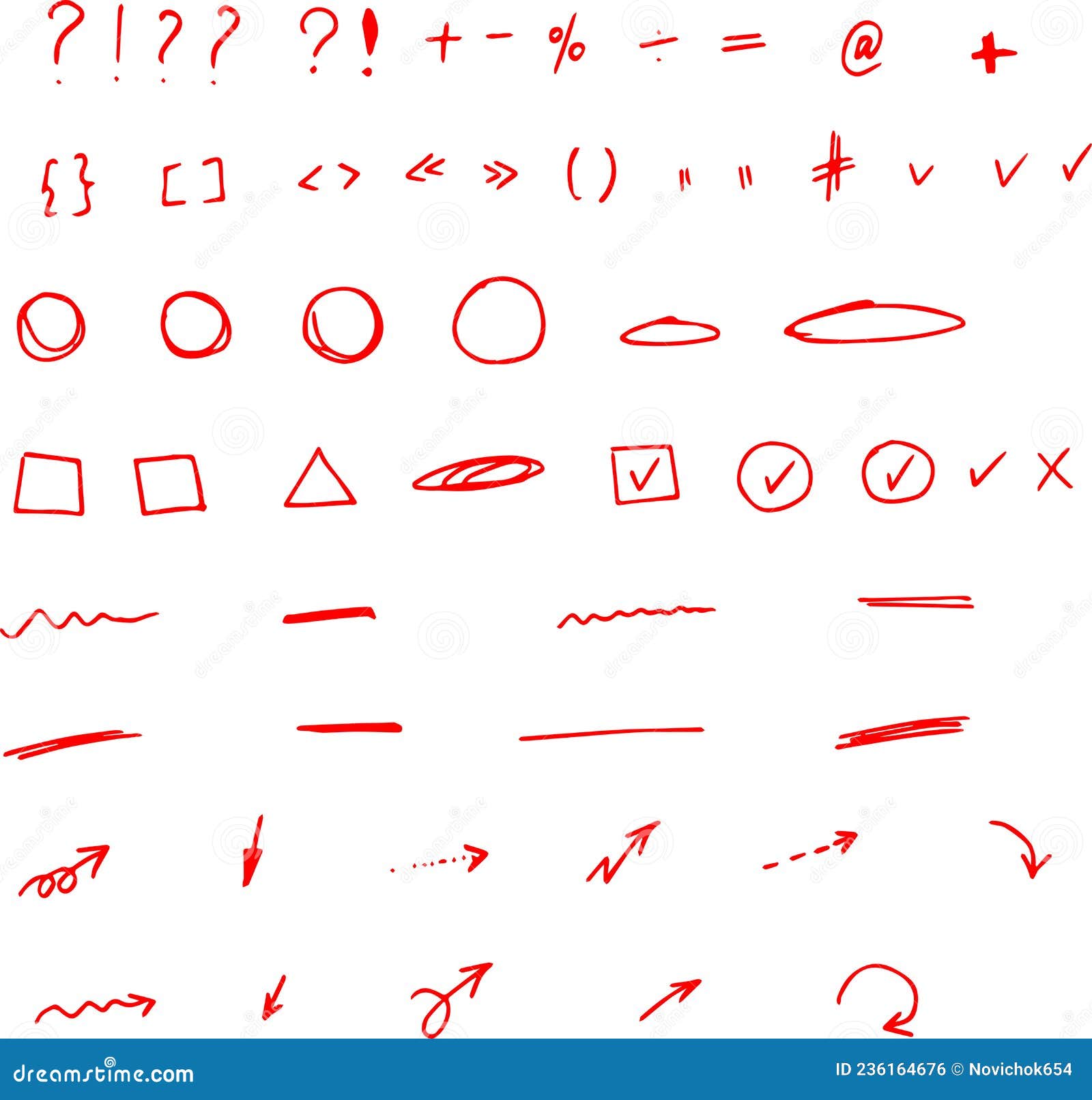 Hand Drawn Red Marker Arrows. Stock Vector - Illustration of marker ...