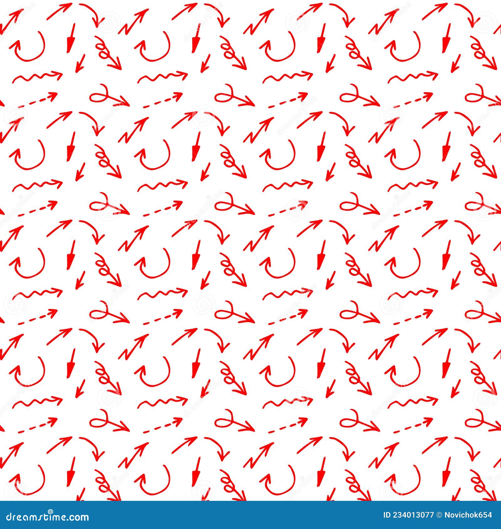 Hand Drawn Red Marker Arrows Seamless Pattern. Stock Vector ...