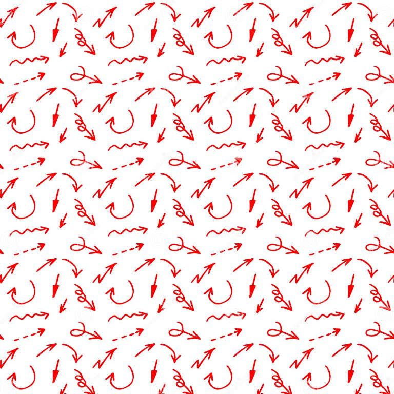 Hand Drawn Red Marker Arrows Seamless Pattern. Stock Vector ...