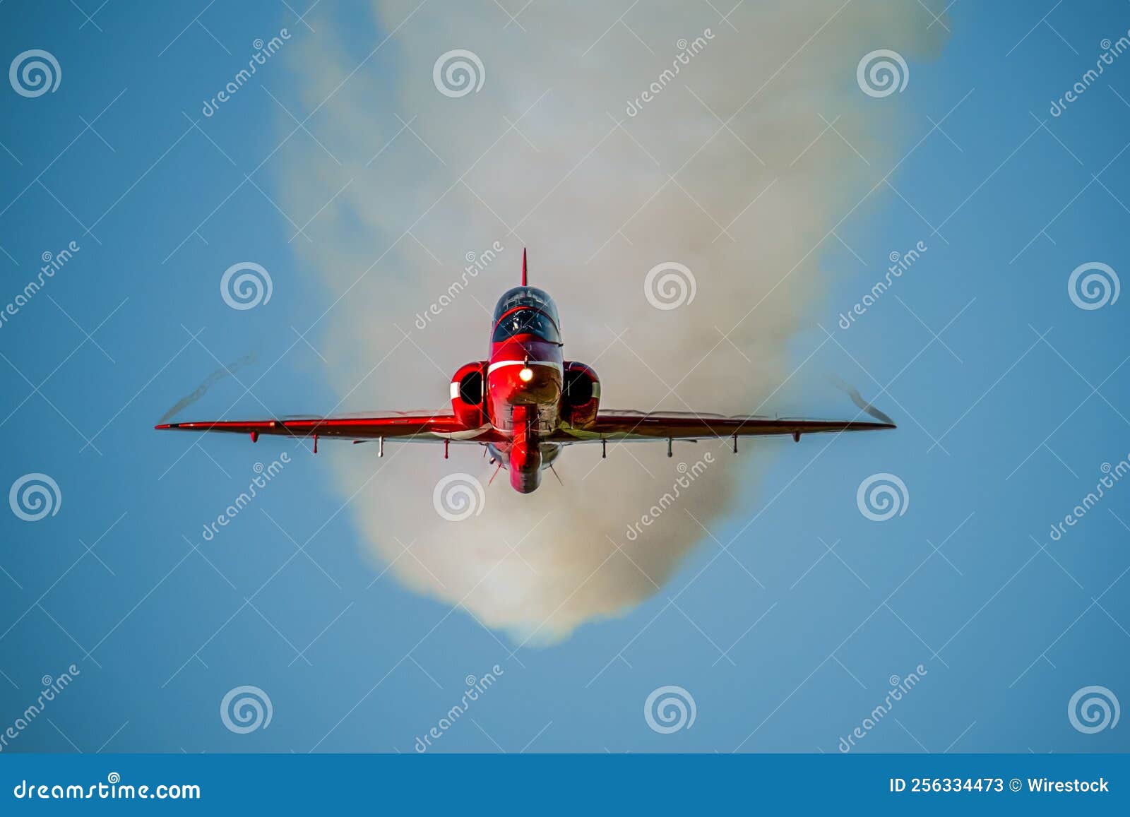 Red Arrows jet in flight stock image. Image of transportation - 256334473