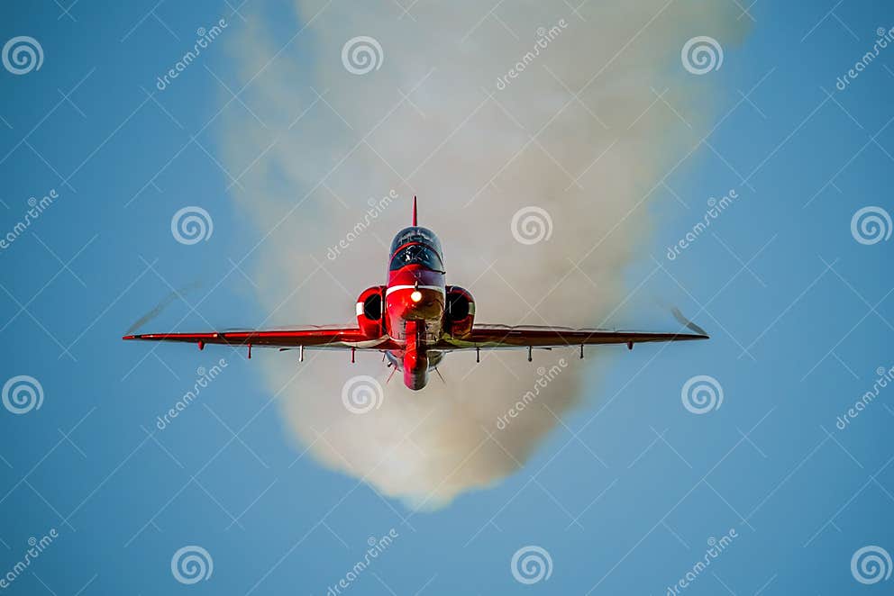 Red Arrows jet in flight stock image. Image of transportation - 256334473