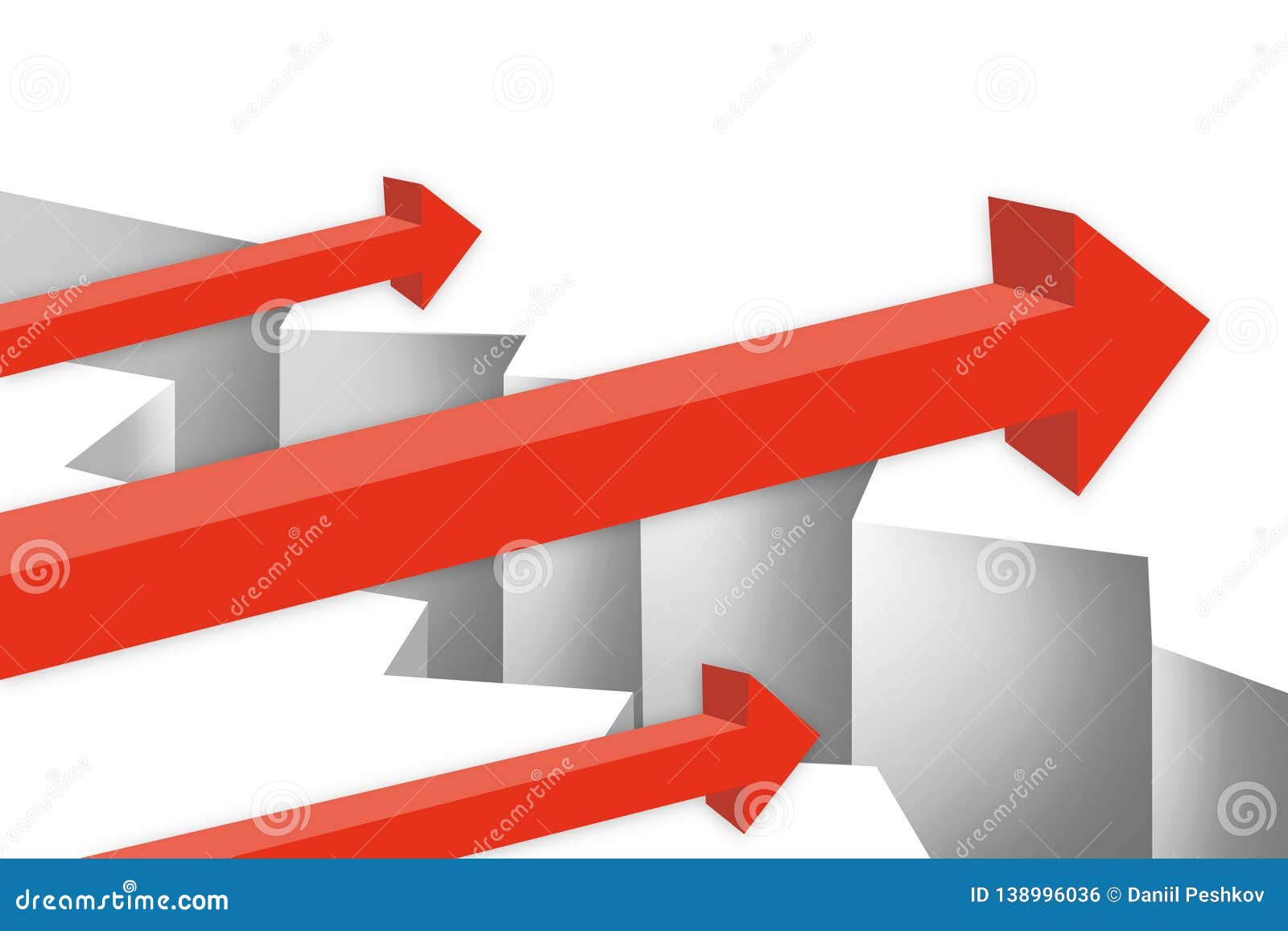 Red arrows over gap stock illustration. Illustration of direction ...