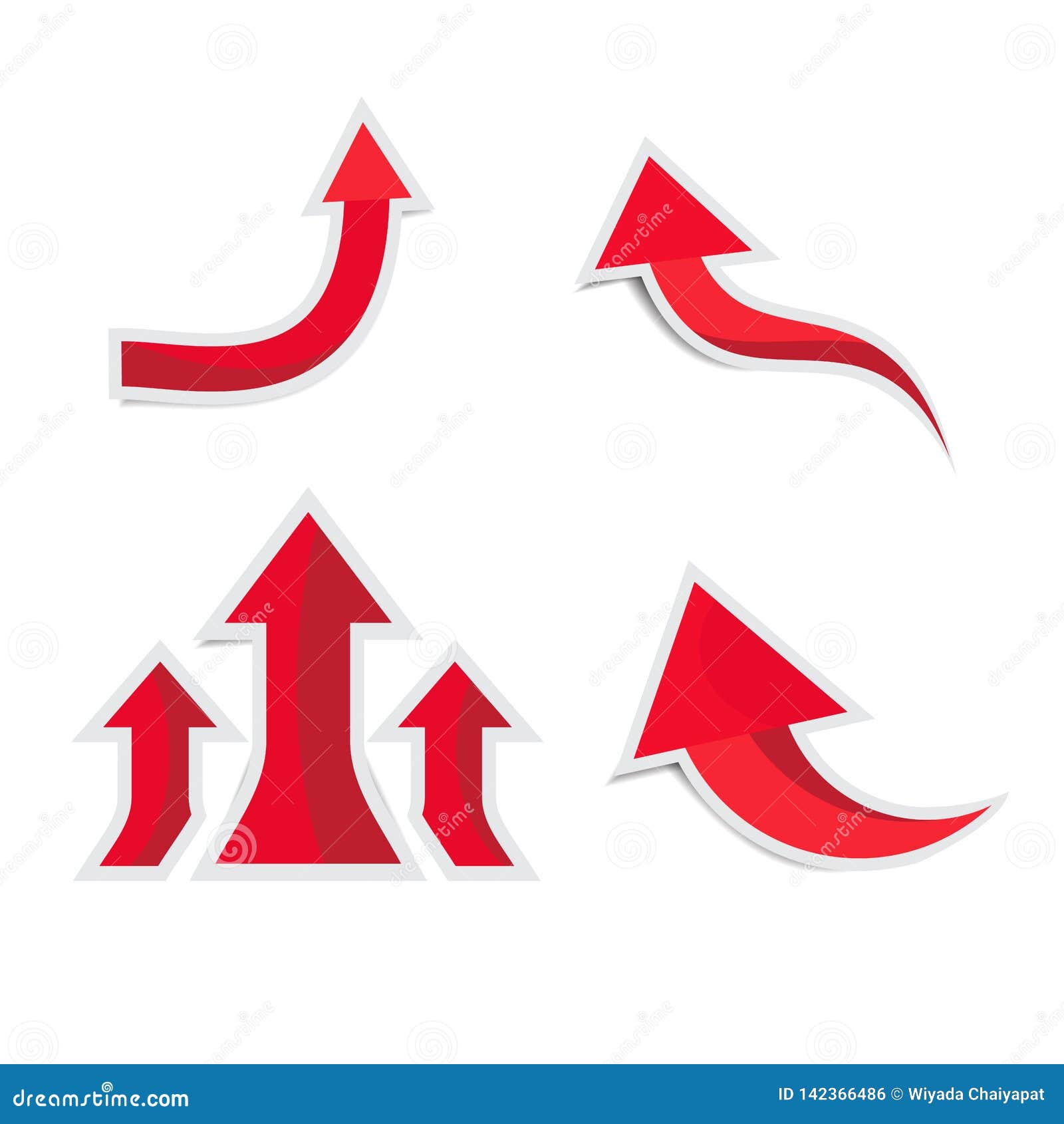 Red Arrows Paper with Shadow Stock Illustration - Illustration of color ...