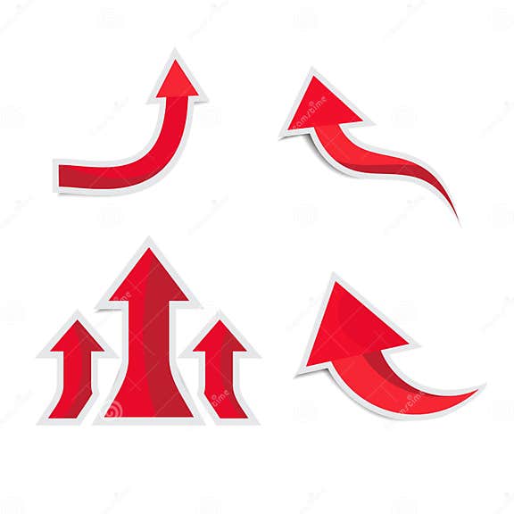 Red Arrows Paper with Shadow Stock Illustration - Illustration of color ...