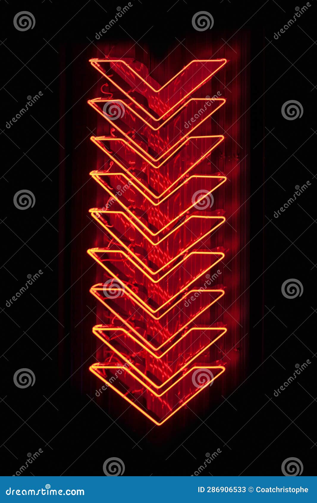 Red Arrows Pointing Down - Neon Light Stock Image - Image of night ...