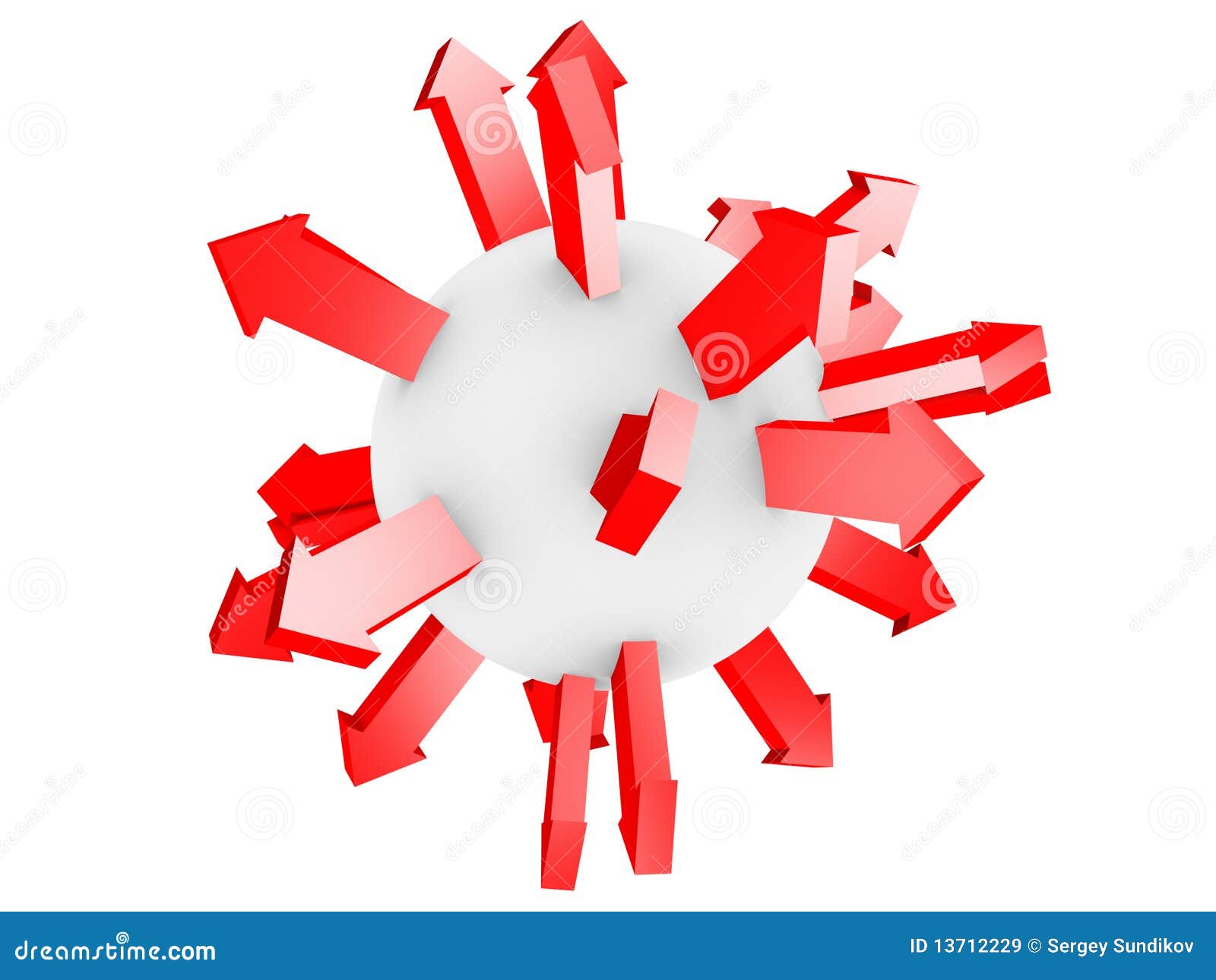 Red Arrows on Sphere Surface Directed from it. Stock Illustration ...