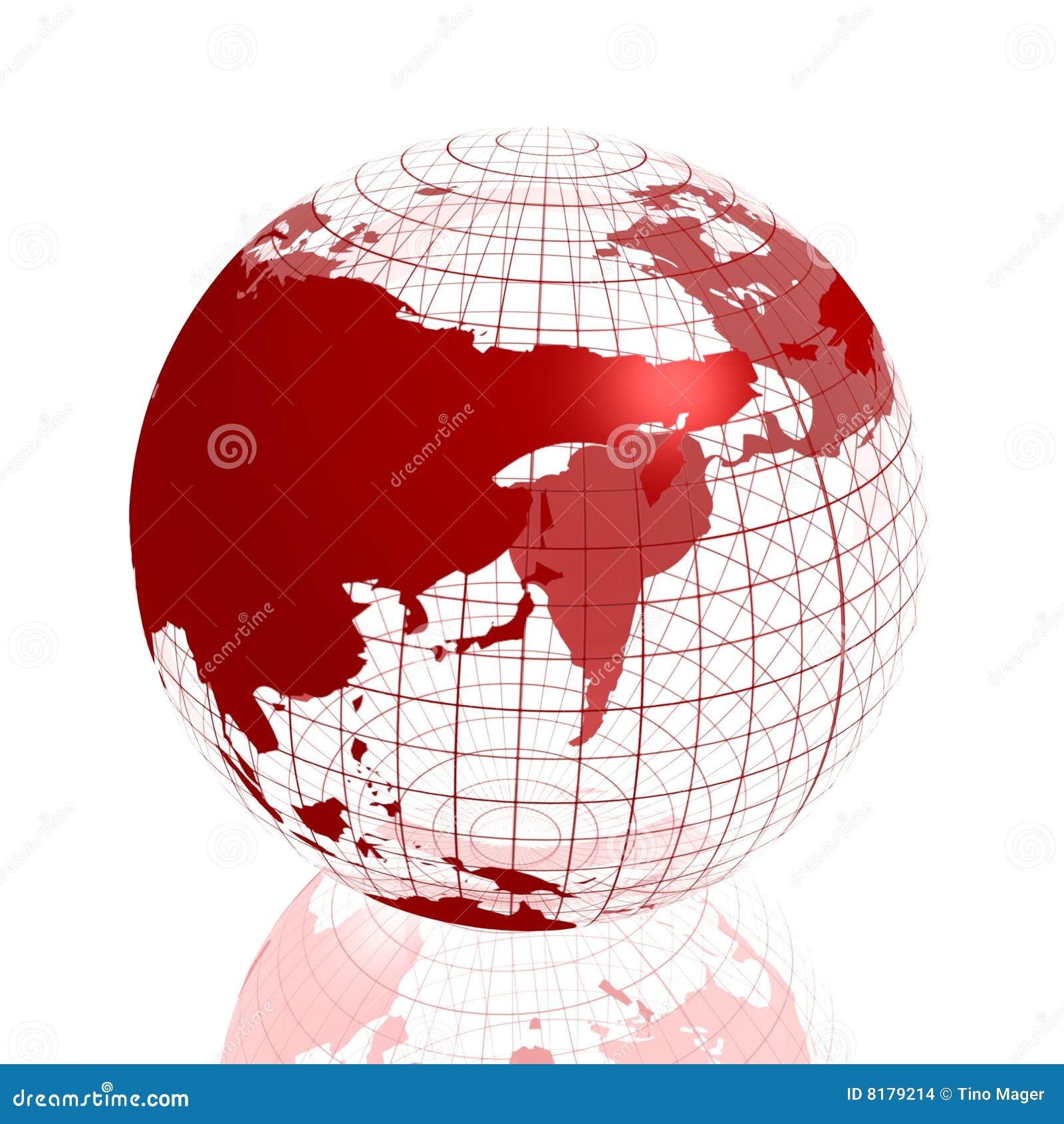 Red asia 3d globe stock illustration. Illustration of earth - 8179214
