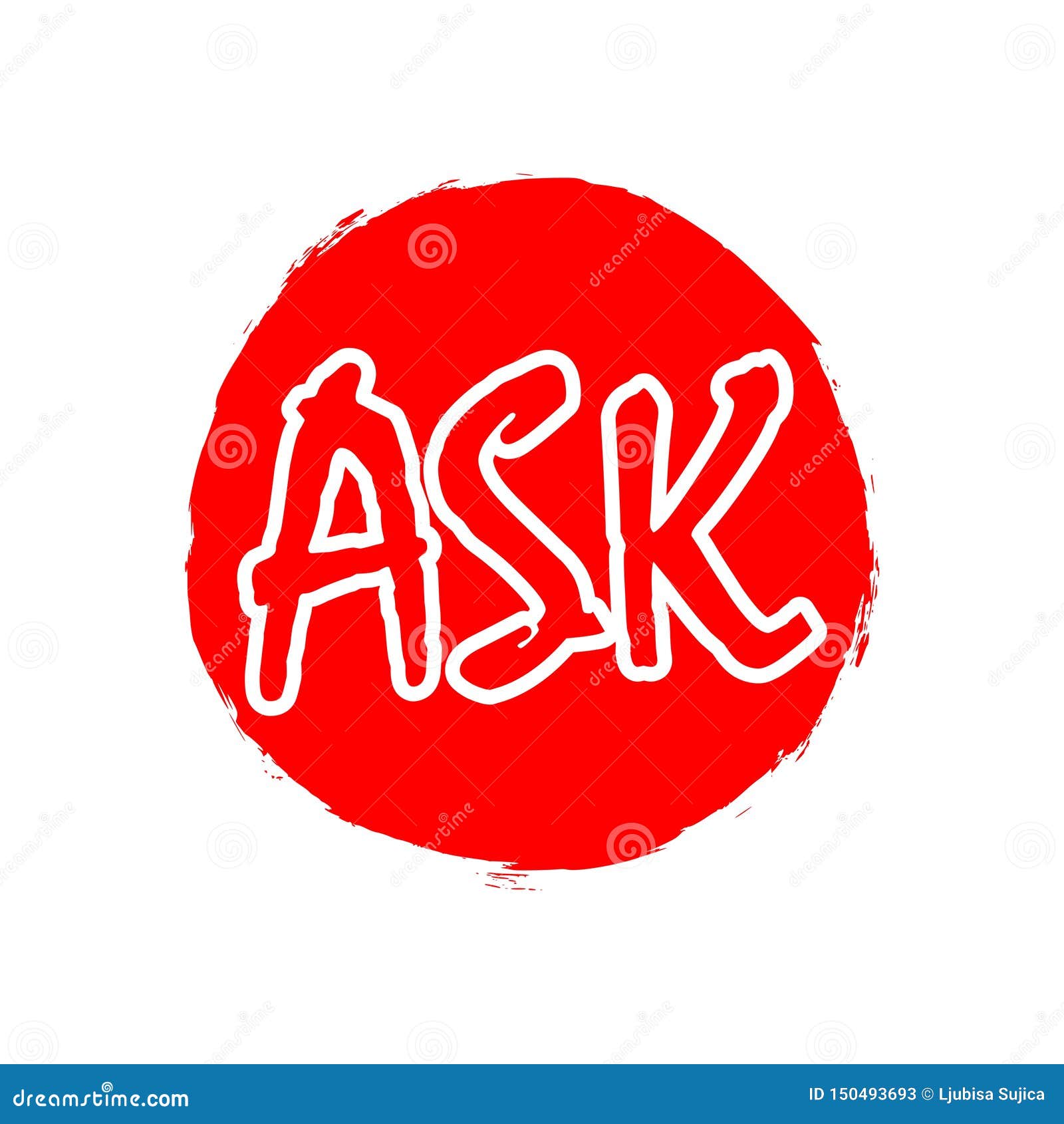 Red Ask sign, button, icon stock vector. Illustration of brick - 150493693