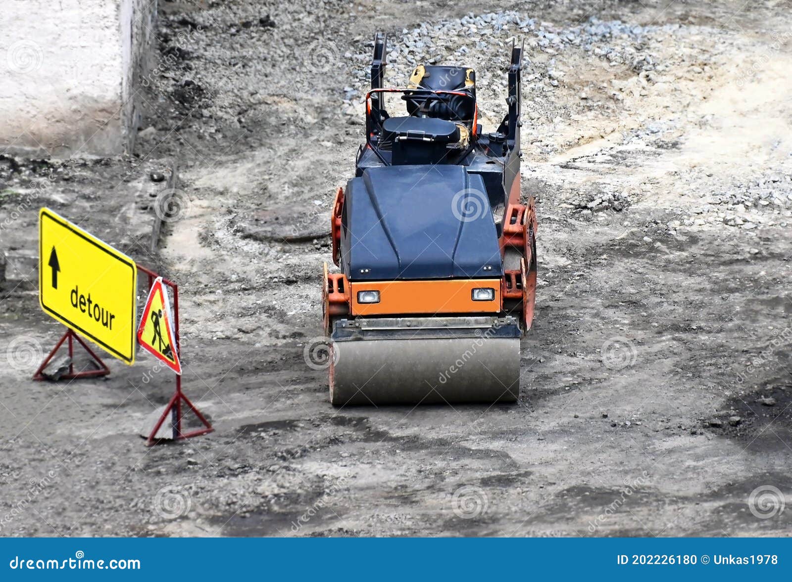 Red asphalt paver stock photo. Image of power, road - 202226180