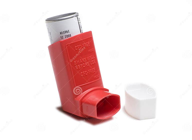 Red Asthma Inhaler stock image. Image of lungs, cough - 6139281