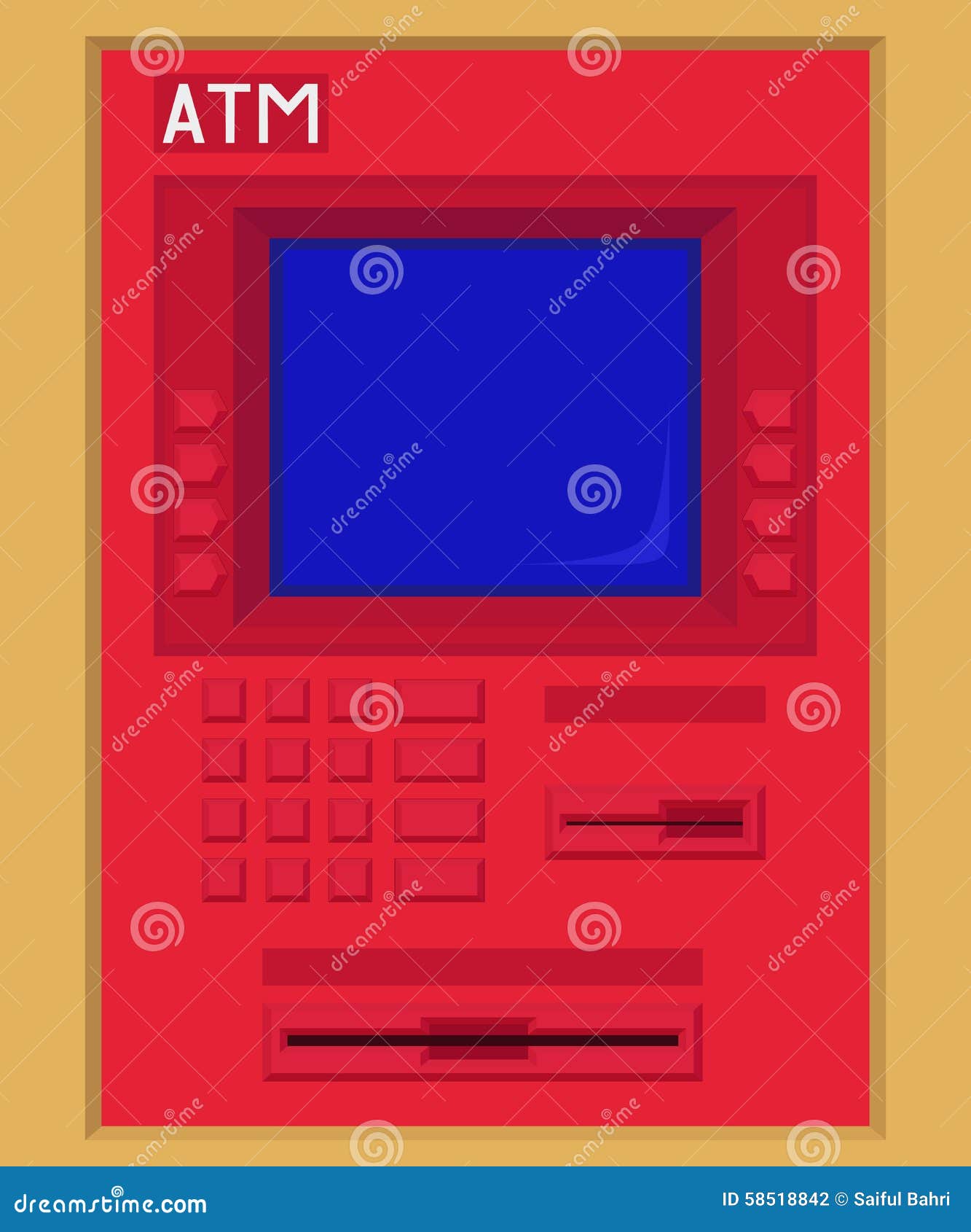 Red ATM machine stock vector. Illustration of conceptual - 58518842