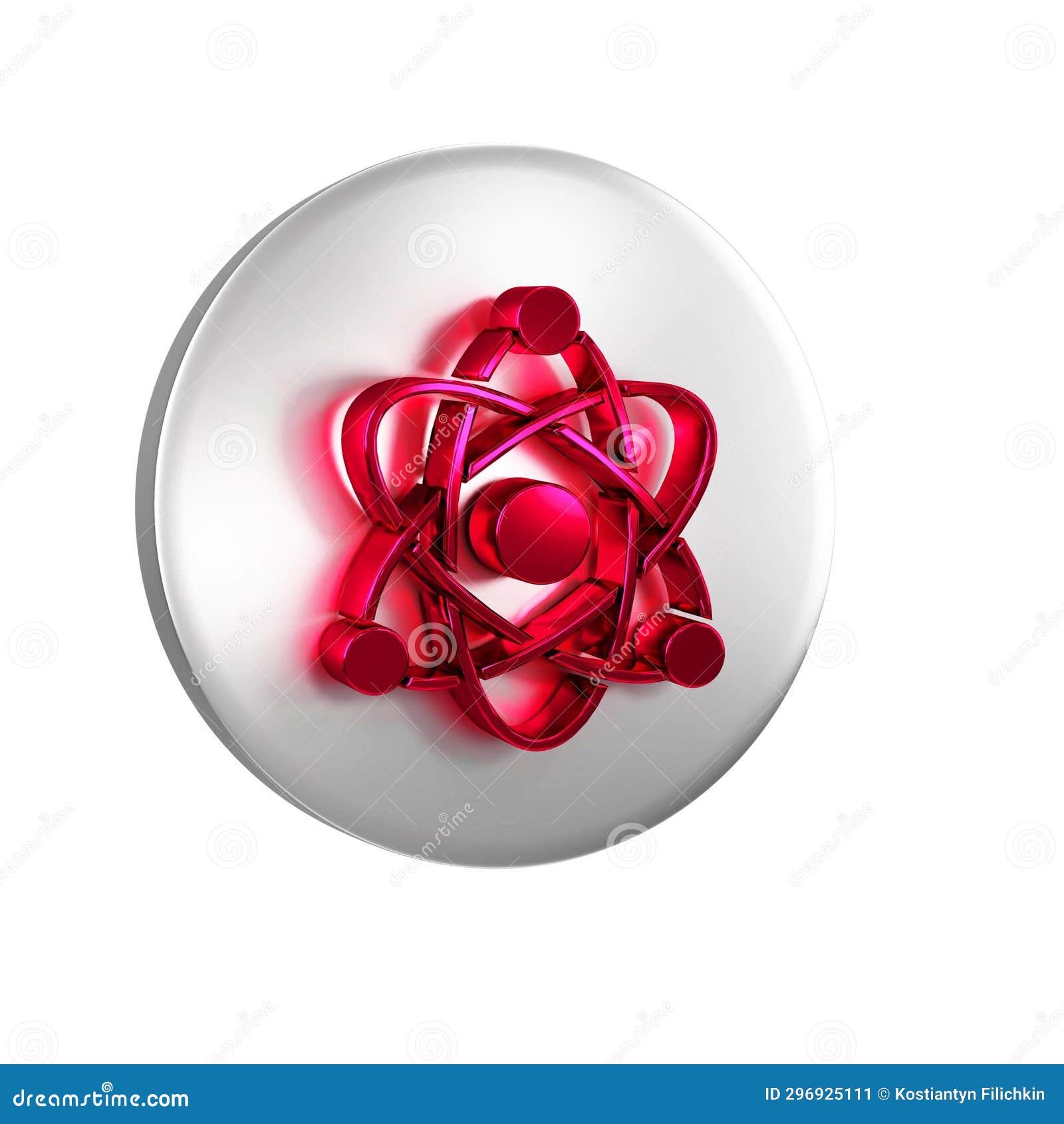 Red Atom Icon Isolated on Transparent Background. Symbol of Science ...