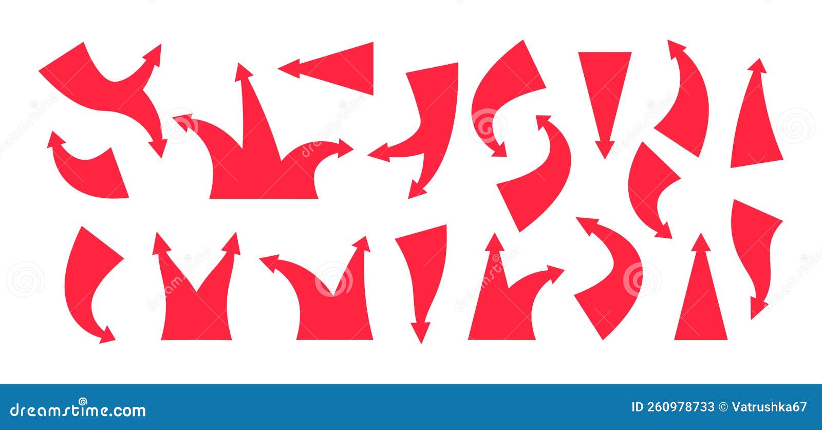 Red Attack Arrows. Cartoon Pointer Icons for Map Infographic Design ...