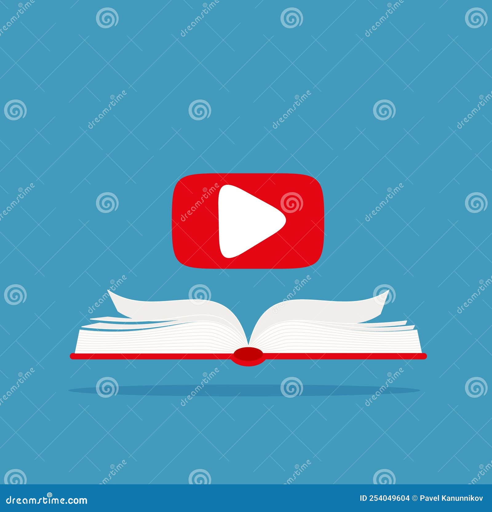 Red Audio Book Icon Isolated . Play Button and Book. Audio Guide Sign ...