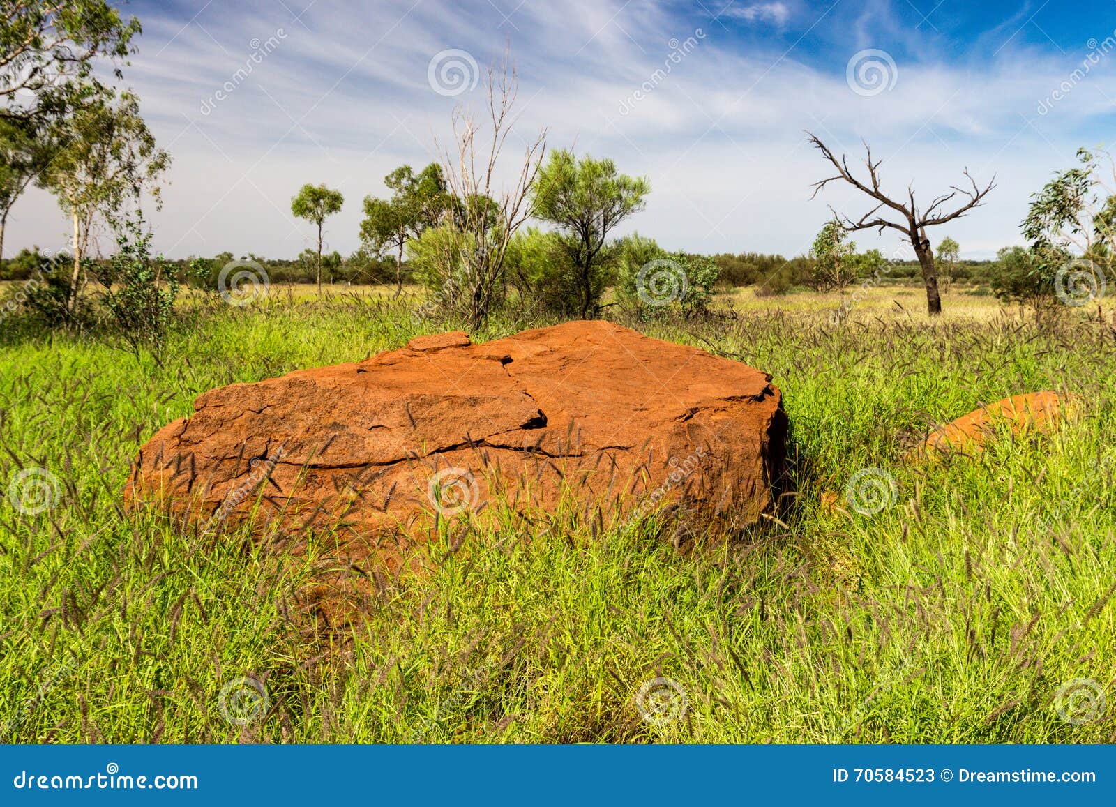 Red Australian Stone in the Grass Stock Image - Image of savanna, trip ...