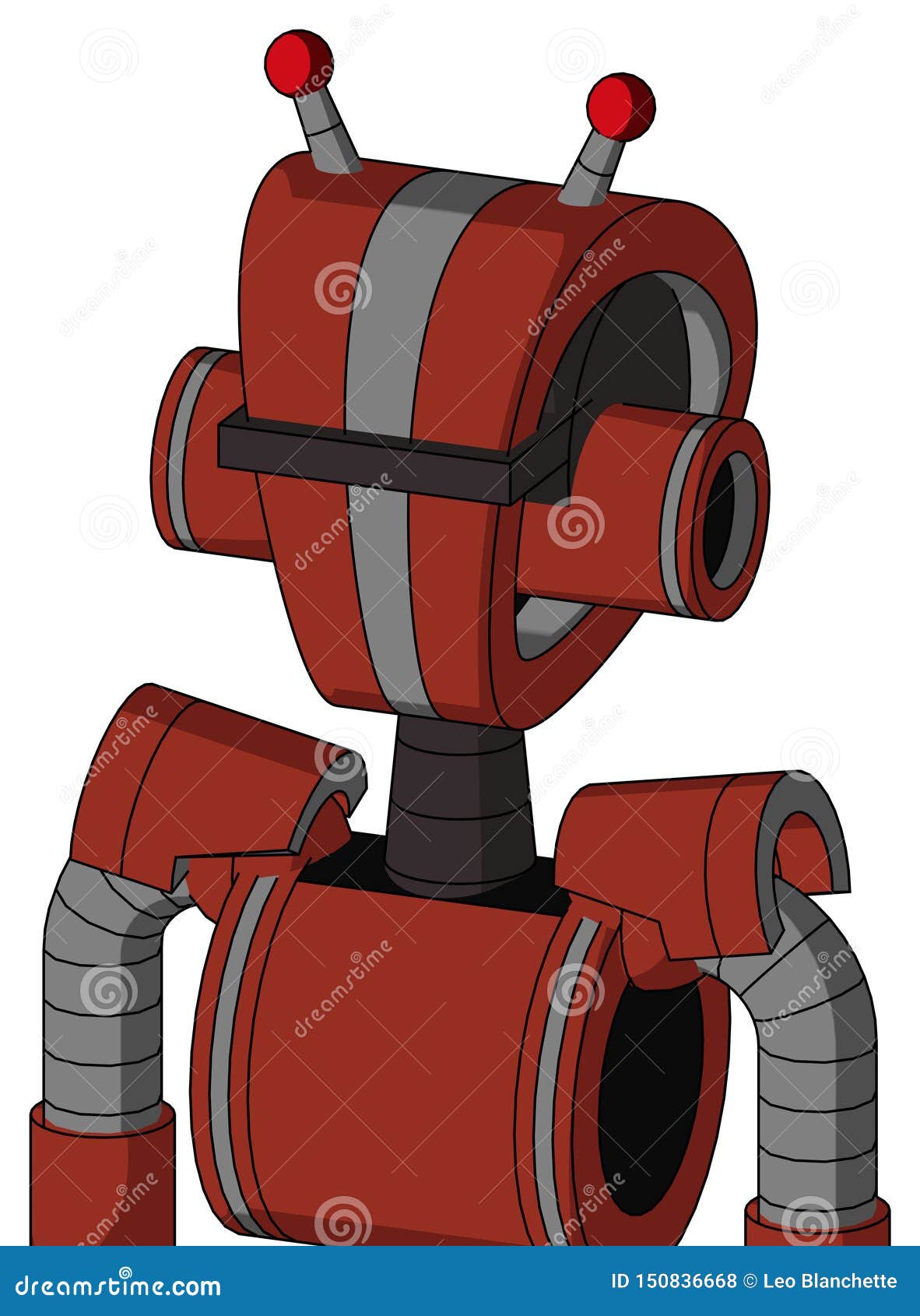 Red Automaton with Droid Head and Black Visor Cyclops and Double Led ...