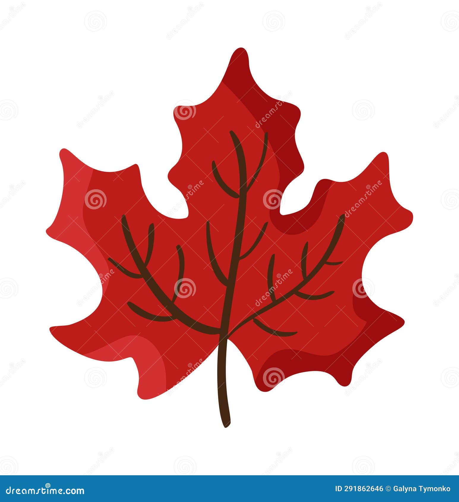 Red Autumn Maple Leaf Isolated on White Background. Simple Cartoon Flat ...
