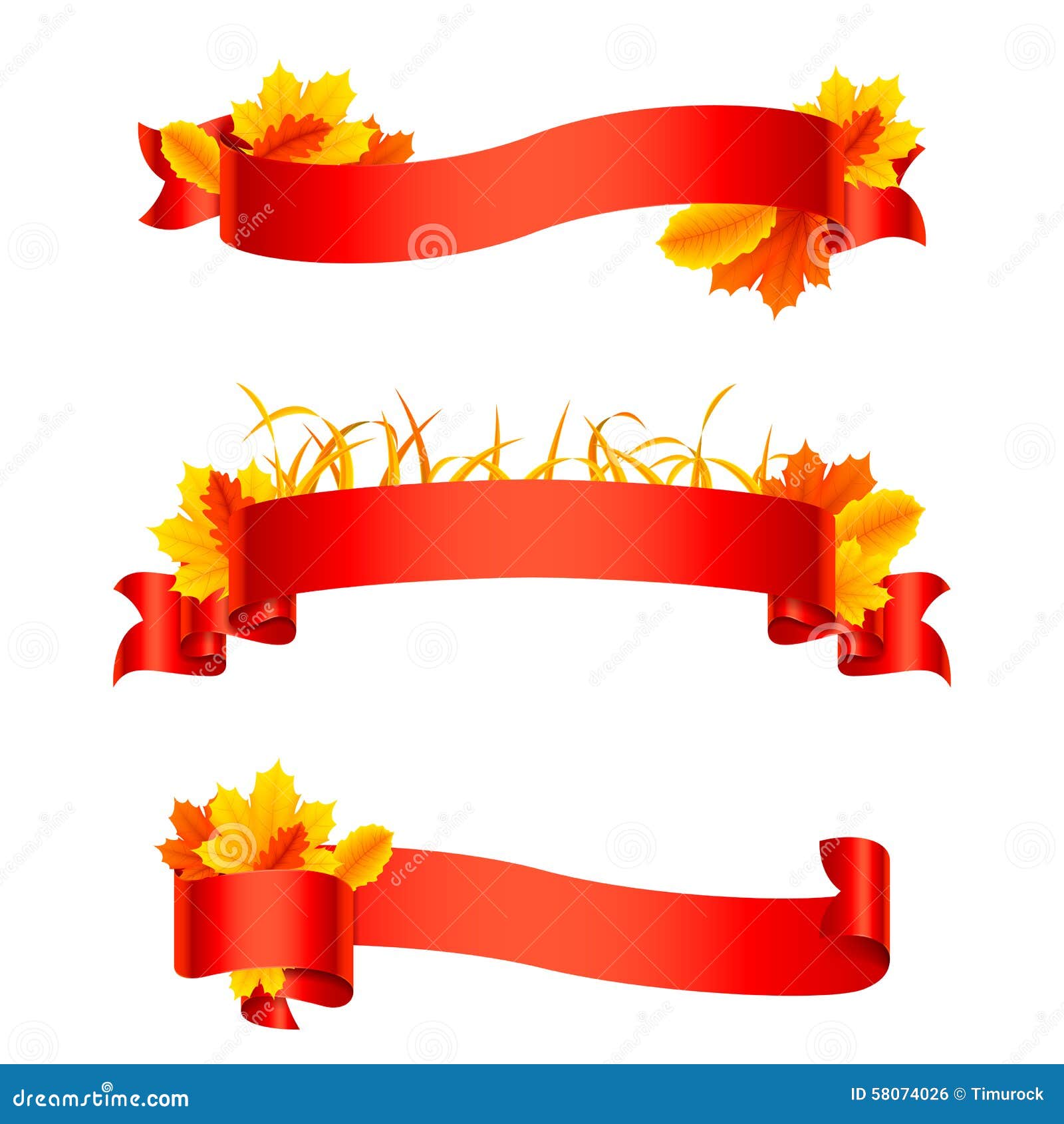 Red Autumn Ribbons and Banners Stock Vector - Illustration of orange ...