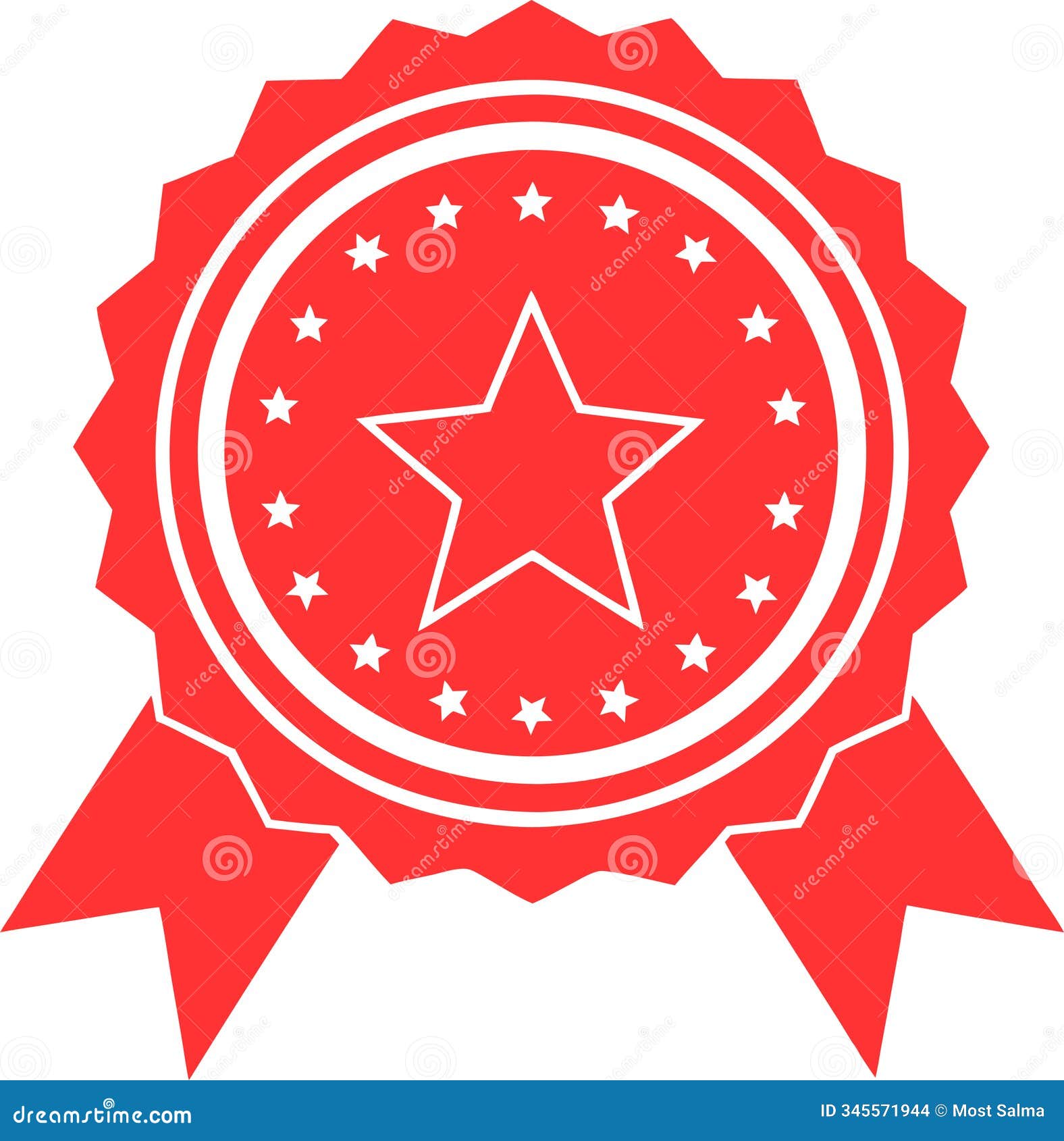 Red Award Ribbon with Star Design,Decorative Red Ribbon for Recognition ...