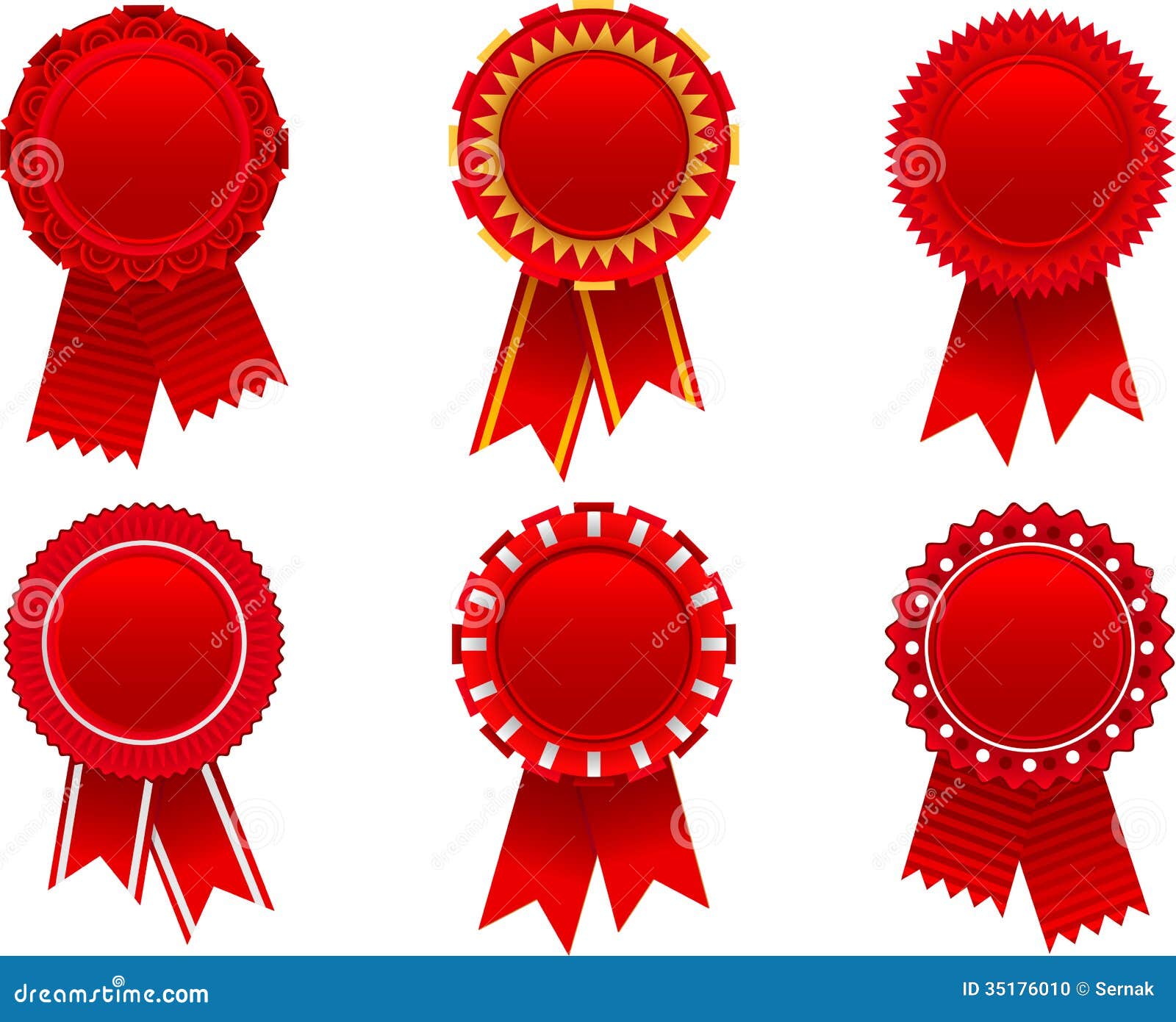 Red award rosette set stock vector. Illustration of gift - 35176010