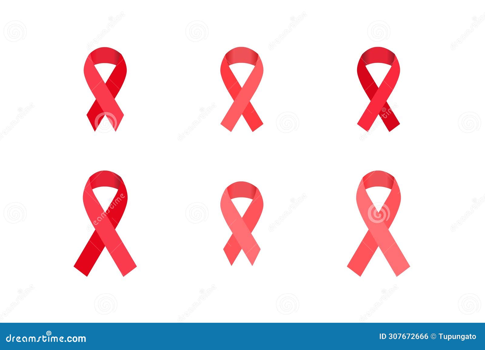 Red Awareness Ribbons Vector Set Stock Vector - Illustration of design ...