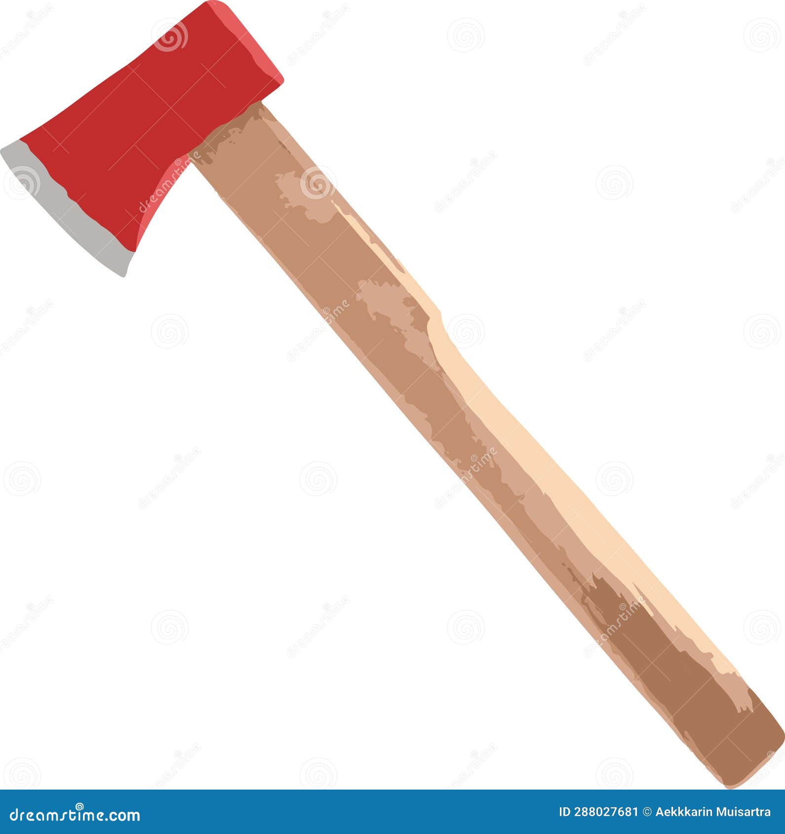 Red axe with brown handle stock image. Image of heavy - 288027681