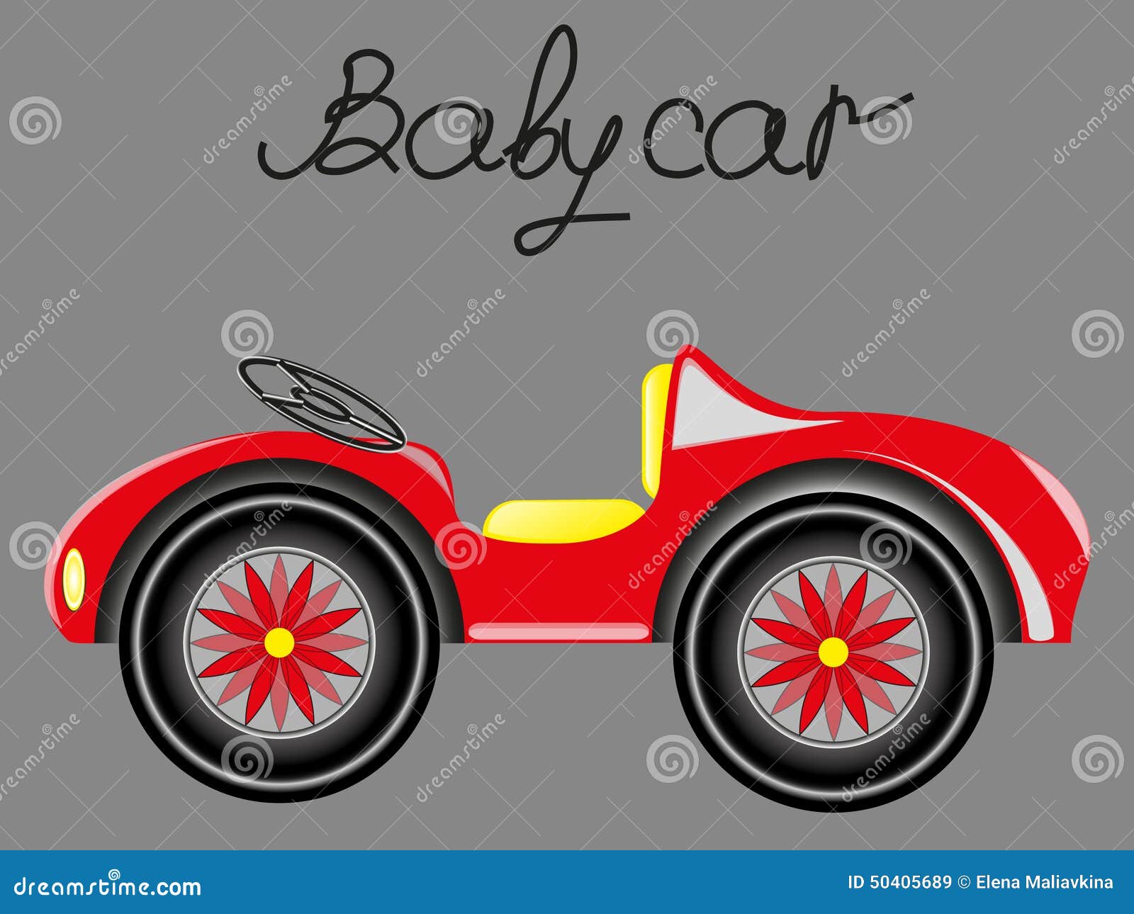 Red baby car stock illustration. Illustration of retrocar - 50405689