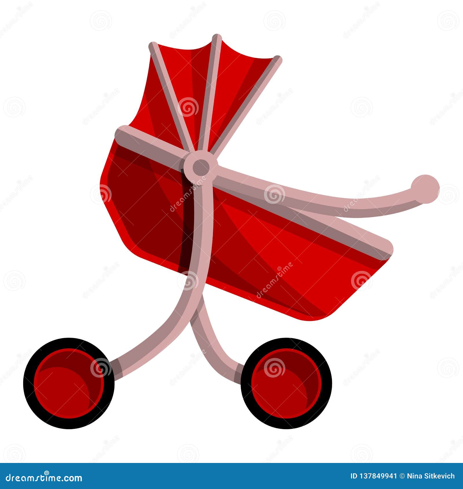 Red Baby Pram Icon, Cartoon Style Stock Vector - Illustration of design ...