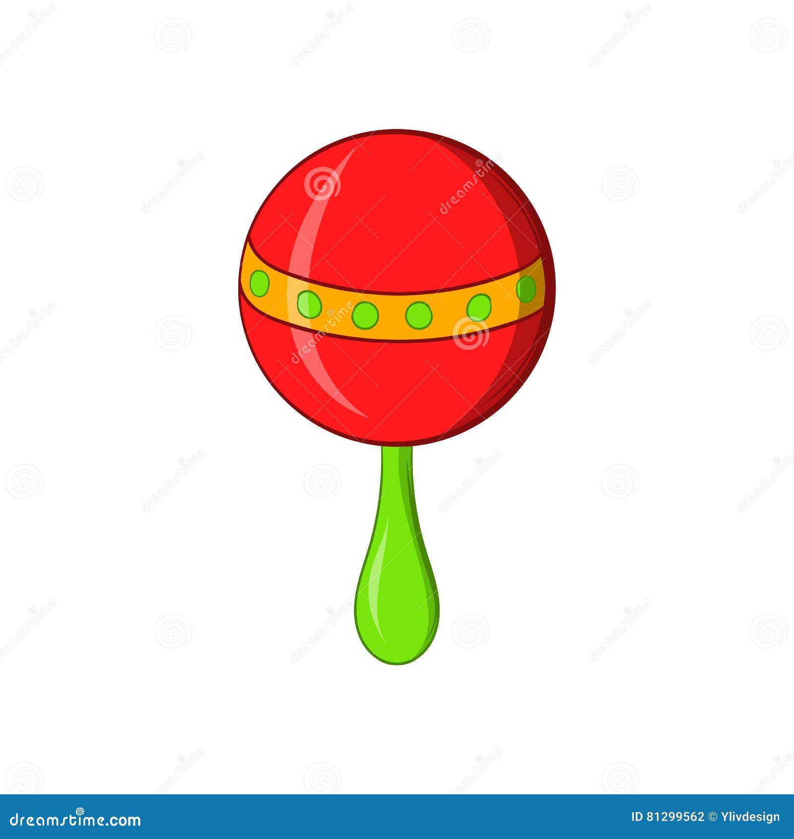 Red Baby Rattle Icon, Cartoon Style Stock Vector - Illustration of ...