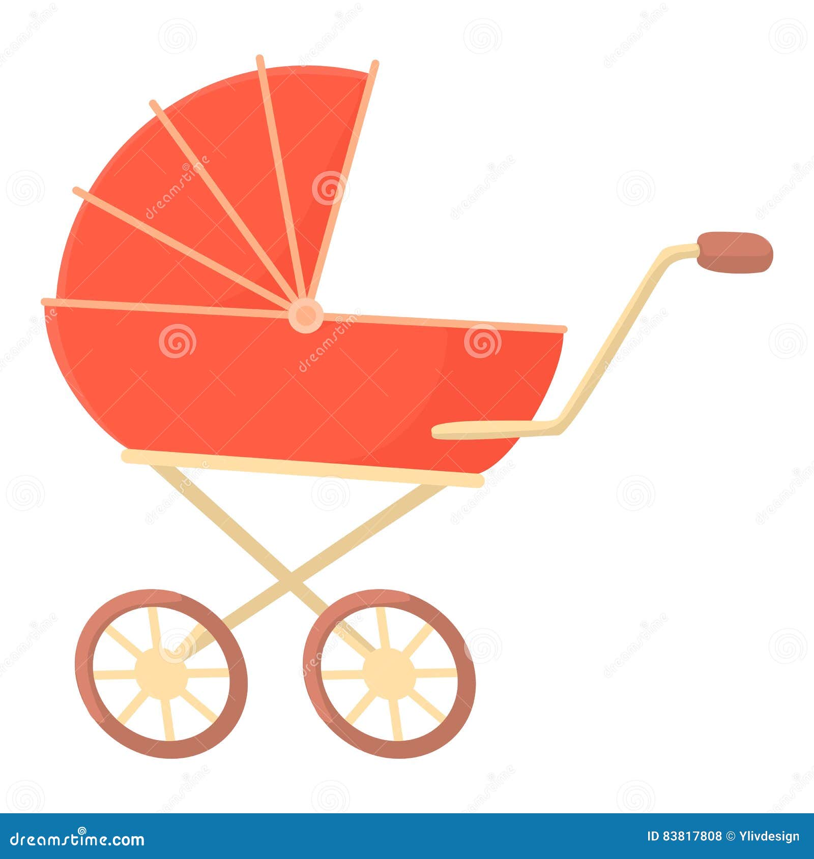 Red Baby Stroller Icon, Cartoon Style Stock Vector - Illustration of ...