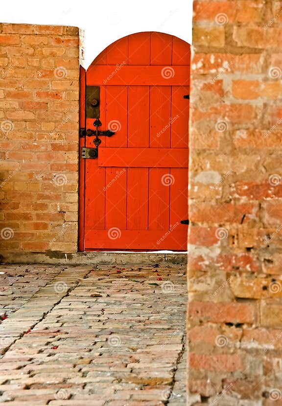 Red back door stock image. Image of house, back, door - 13828341