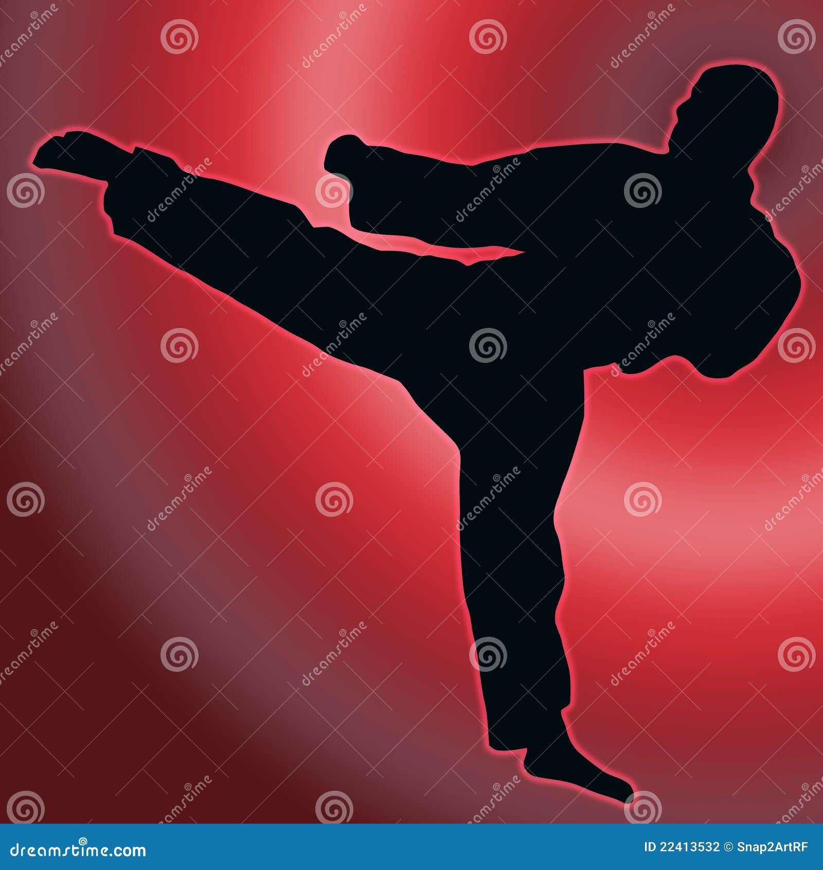 Red Back Sport Silhouette - Karate Kick Stock Illustration ...