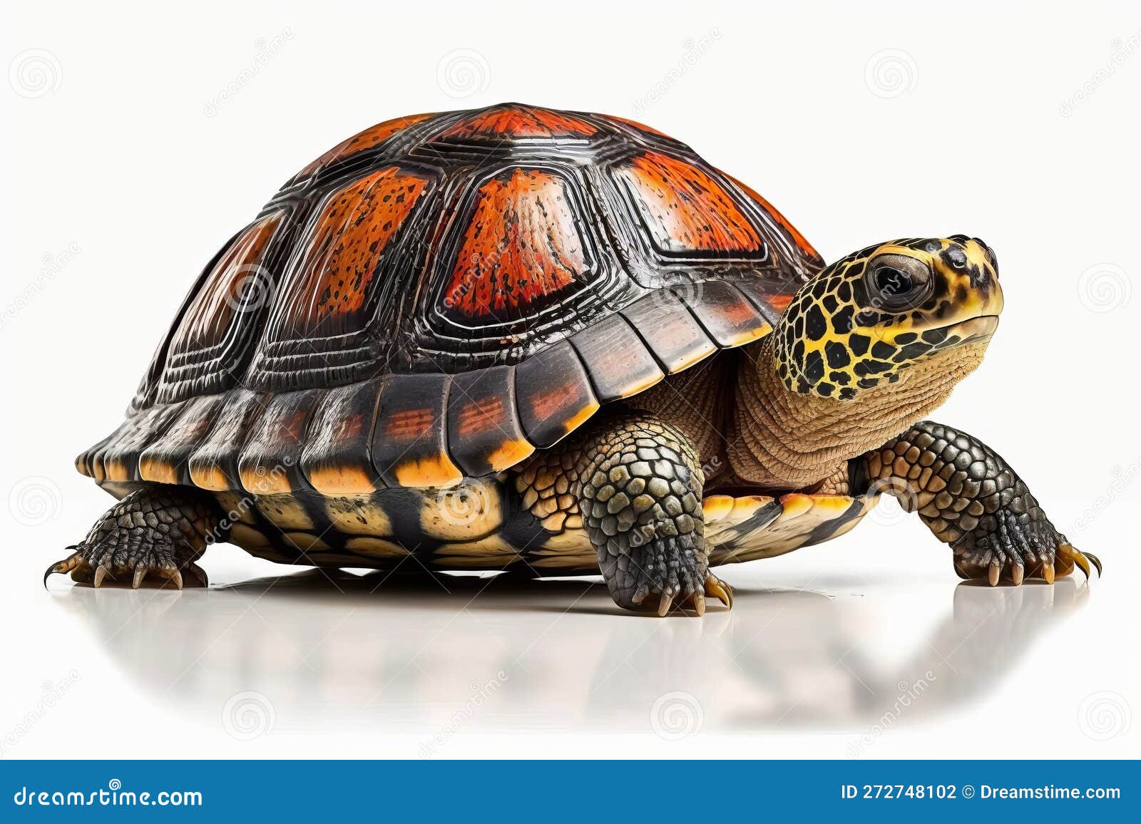 Red Back Turtle on a White Background Stock Illustration - Illustration ...